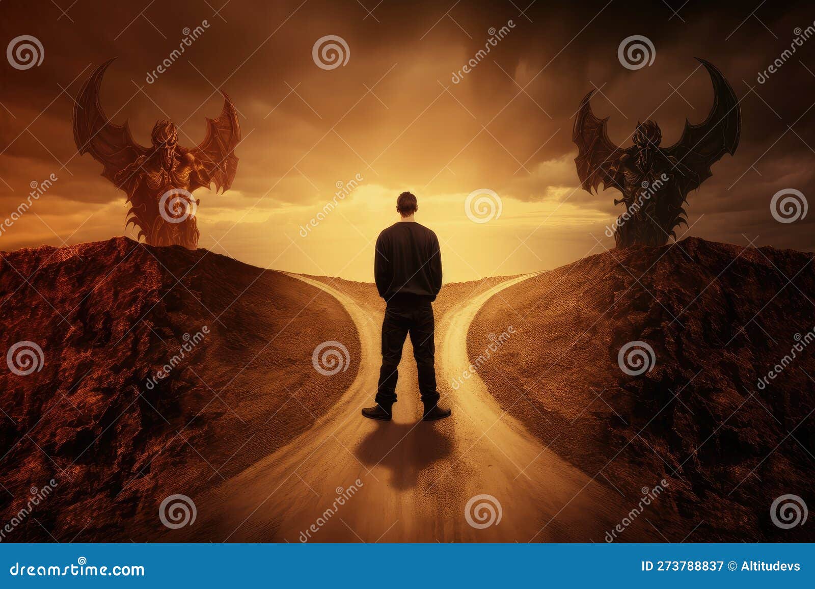 Person, Standing between Good and Evil, Choosing Which Path To Follow ...