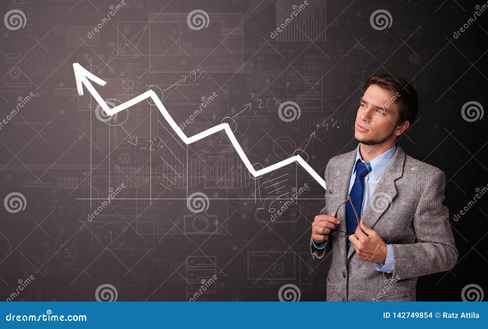 Person Standing with Increasing Graph Concept Stock Photo - Image of ...