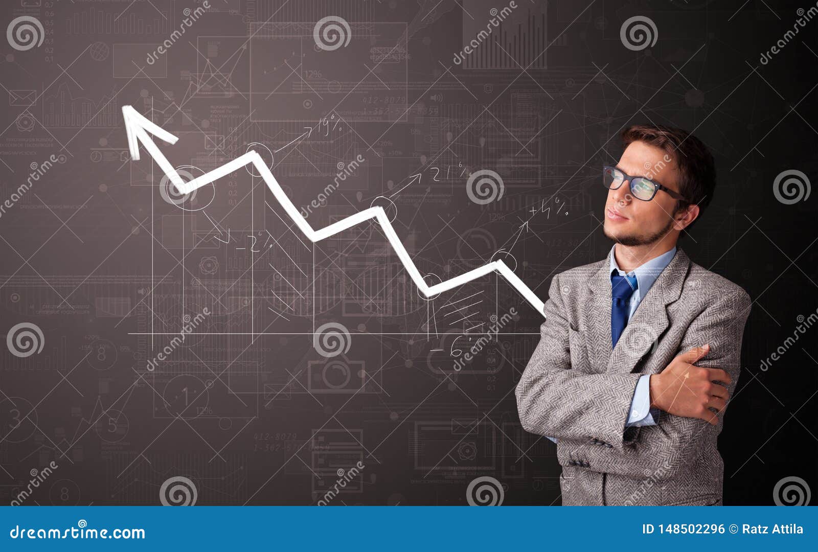 Person Standing with Increasing Graph Concept Stock Photo - Image of ...