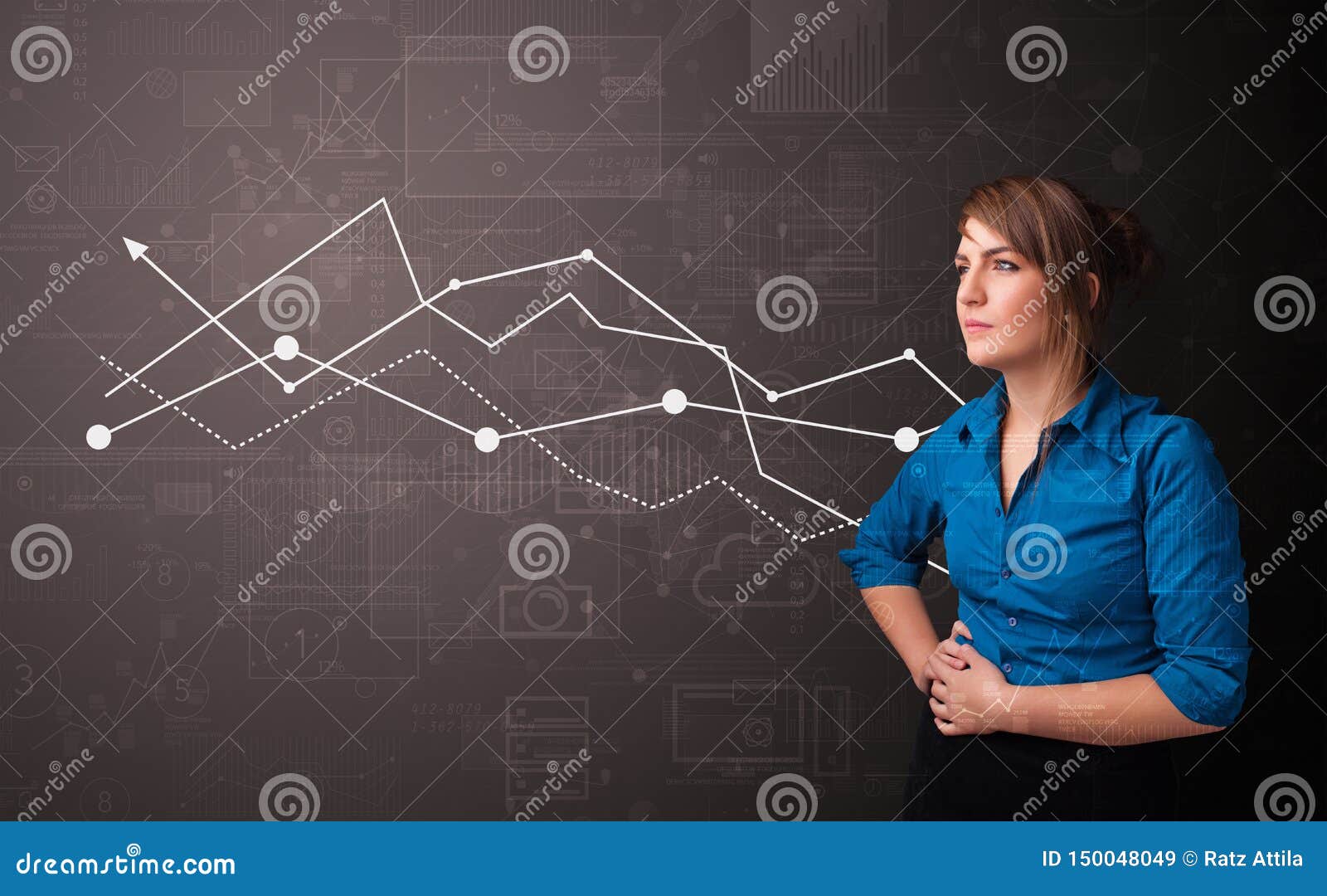 Person Standing with Increasing Graph Concept Stock Image - Image of ...