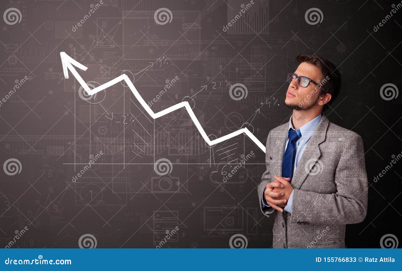 Person Standing with Increasing Graph Concept Stock Image - Image of ...