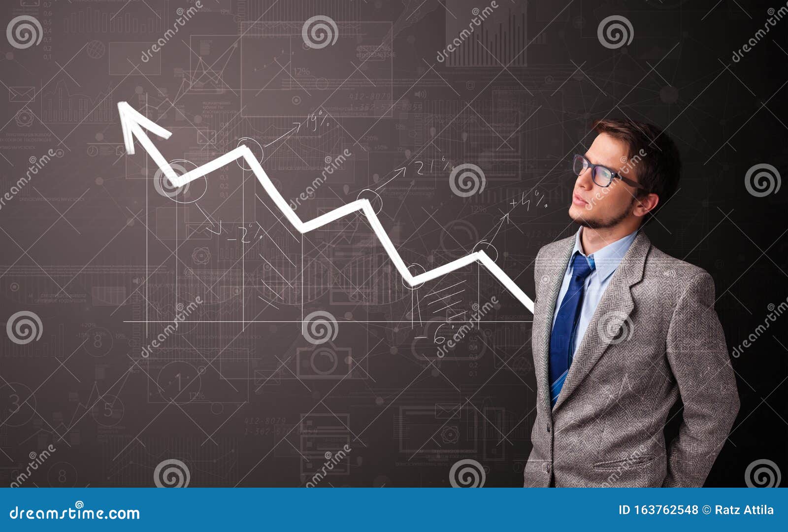 Person Standing with Increasing Graph Concept Stock Photo - Image of ...