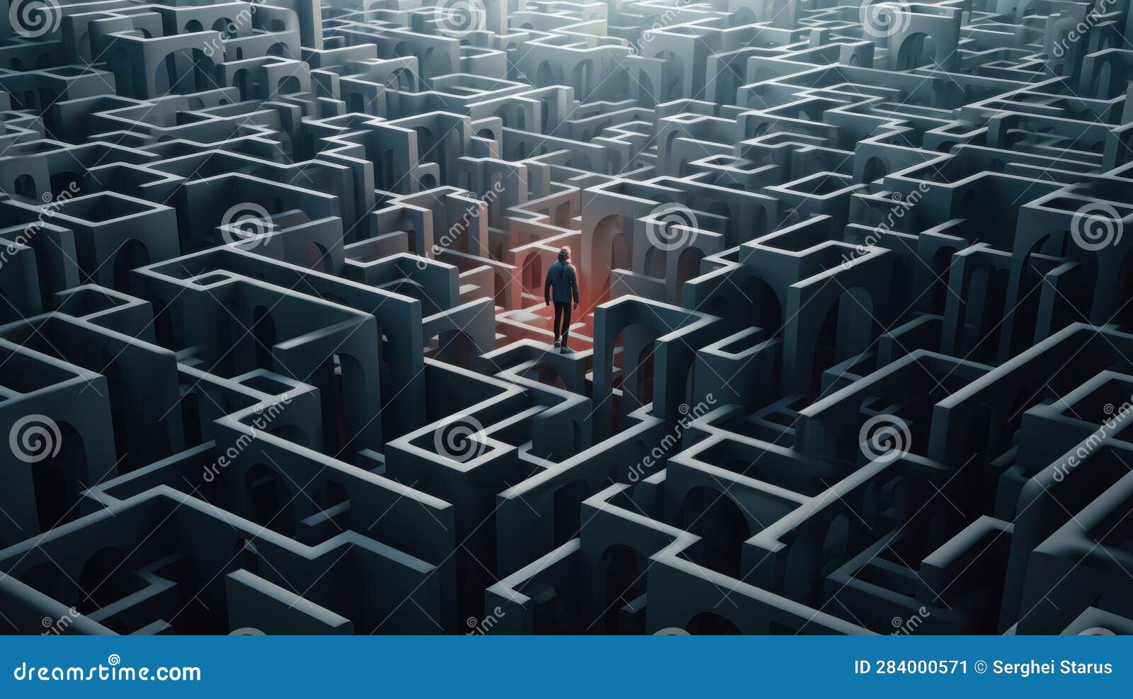 A Person Standing in a Maze in the Middle of a Maze. Generative AI ...