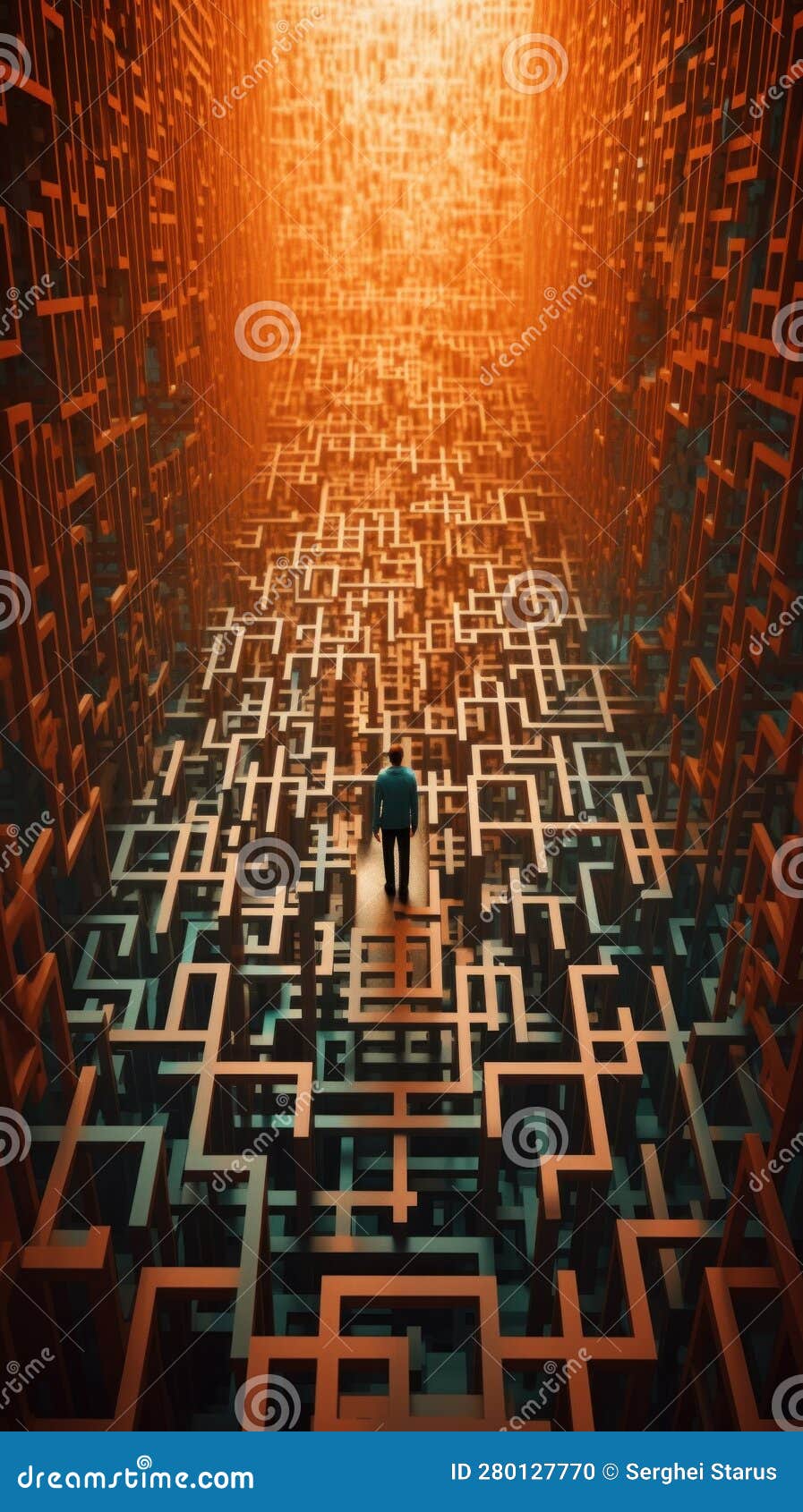 A Person Standing in a Maze of Squares. Generative AI Image. Stock ...