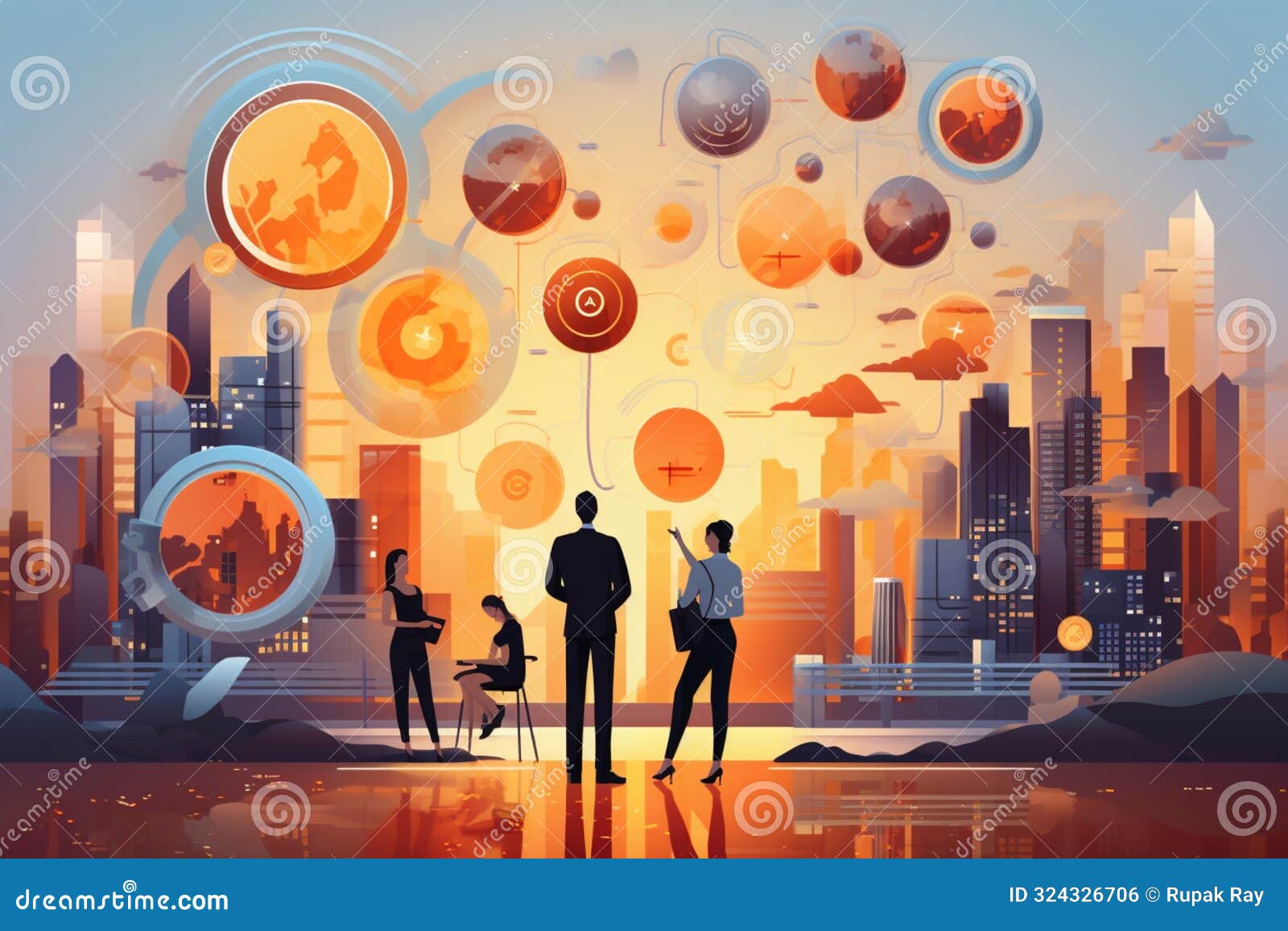 Person Standing Next To Computer Screen Illustrating Cloud Computing ...