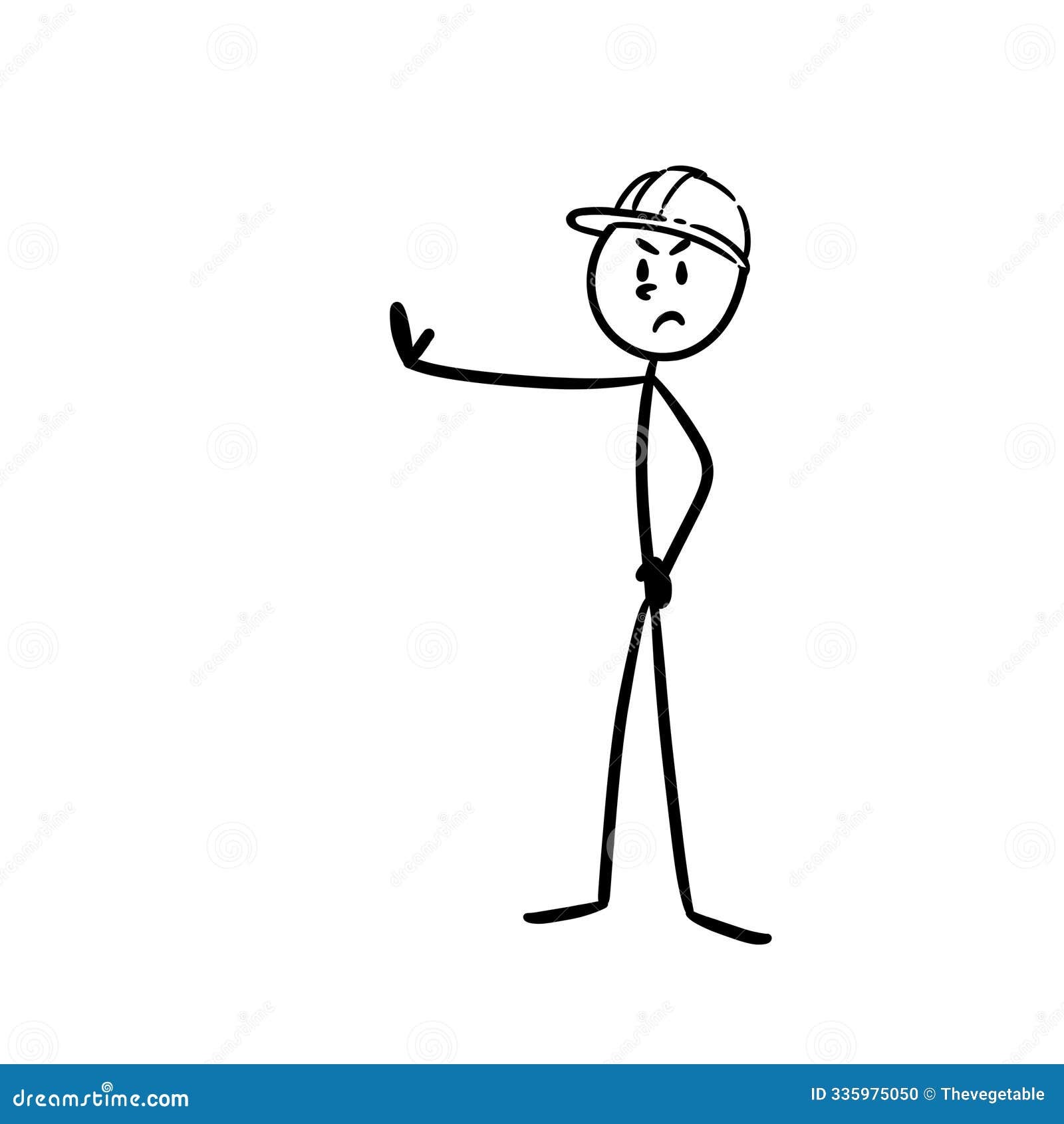 A Person Standing with a Stop Symbol Stock Illustration - Illustration ...