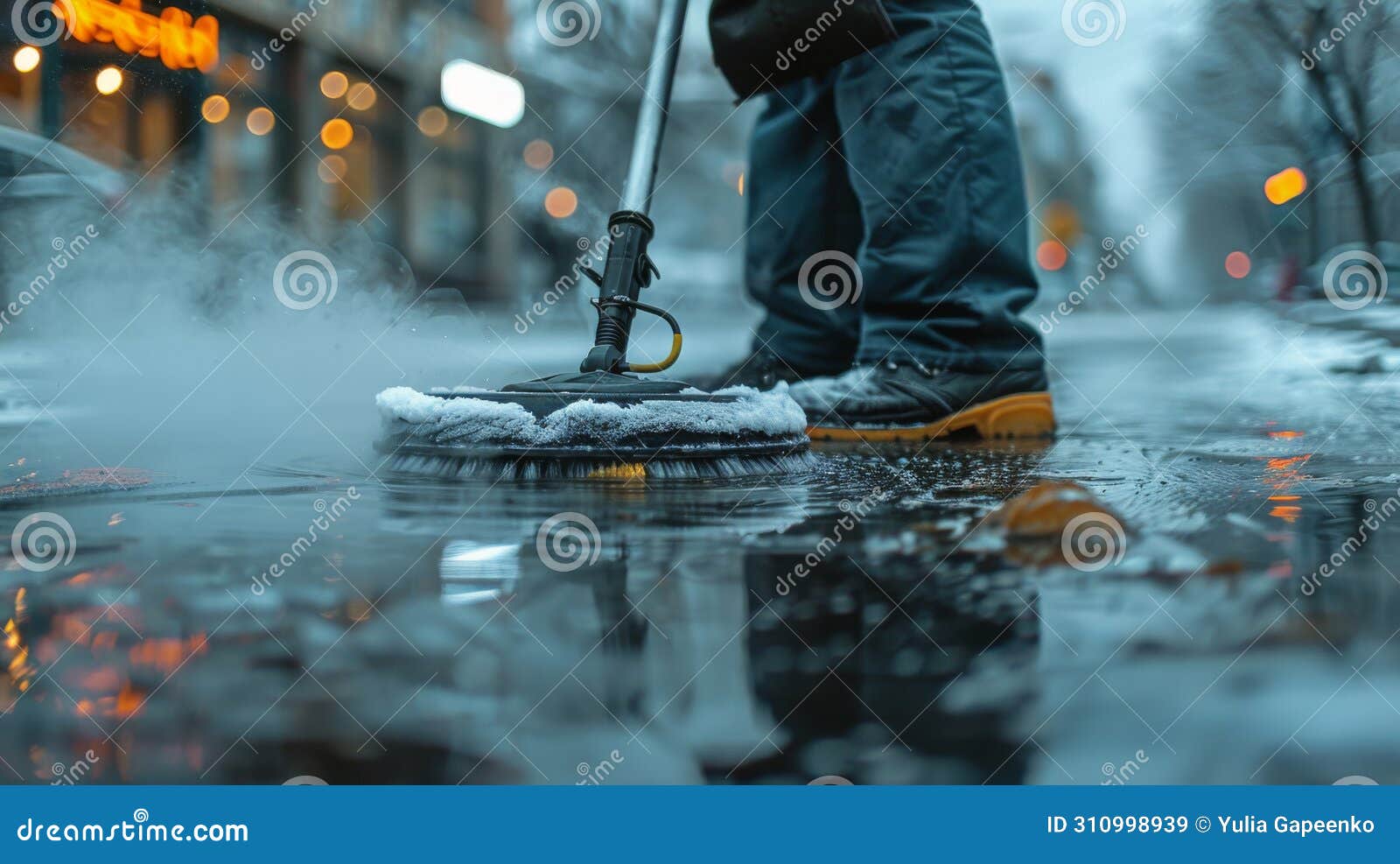 Person Standing on Wet Surface with Mop Stock Image - Image of task ...