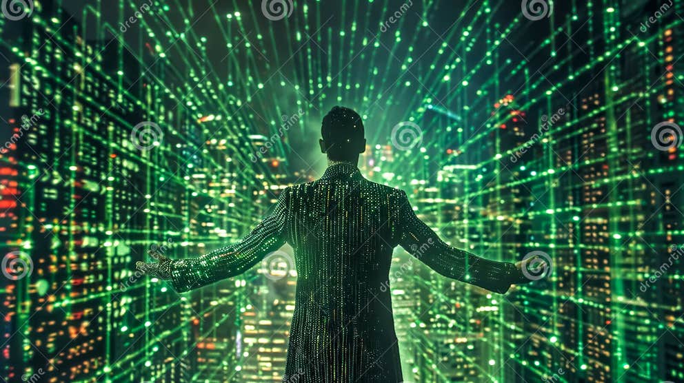 Digital Immersion - Person within Virtual Reality Space Stock Image ...