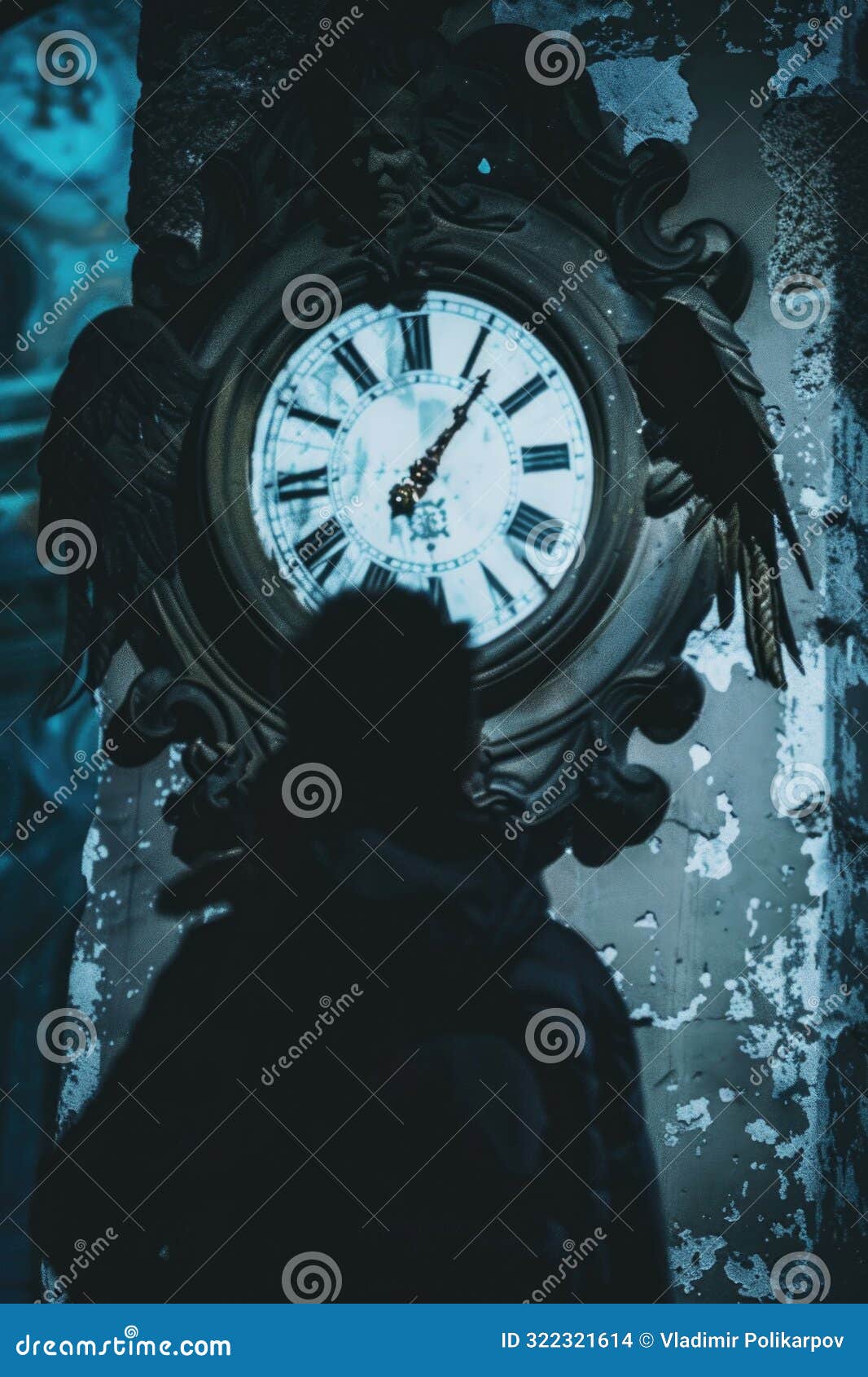 A Person Stands in Front of an Old-fashioned Clock Stock Photo - Image ...