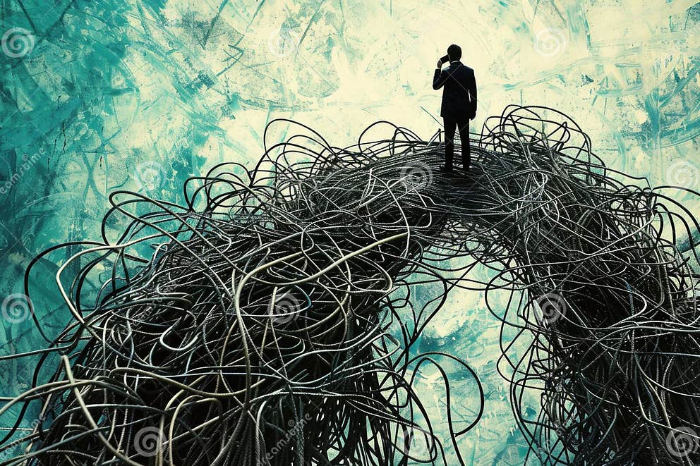 A Person Stands on Top of a Stack of Wires, Possibly in an Electrical ...