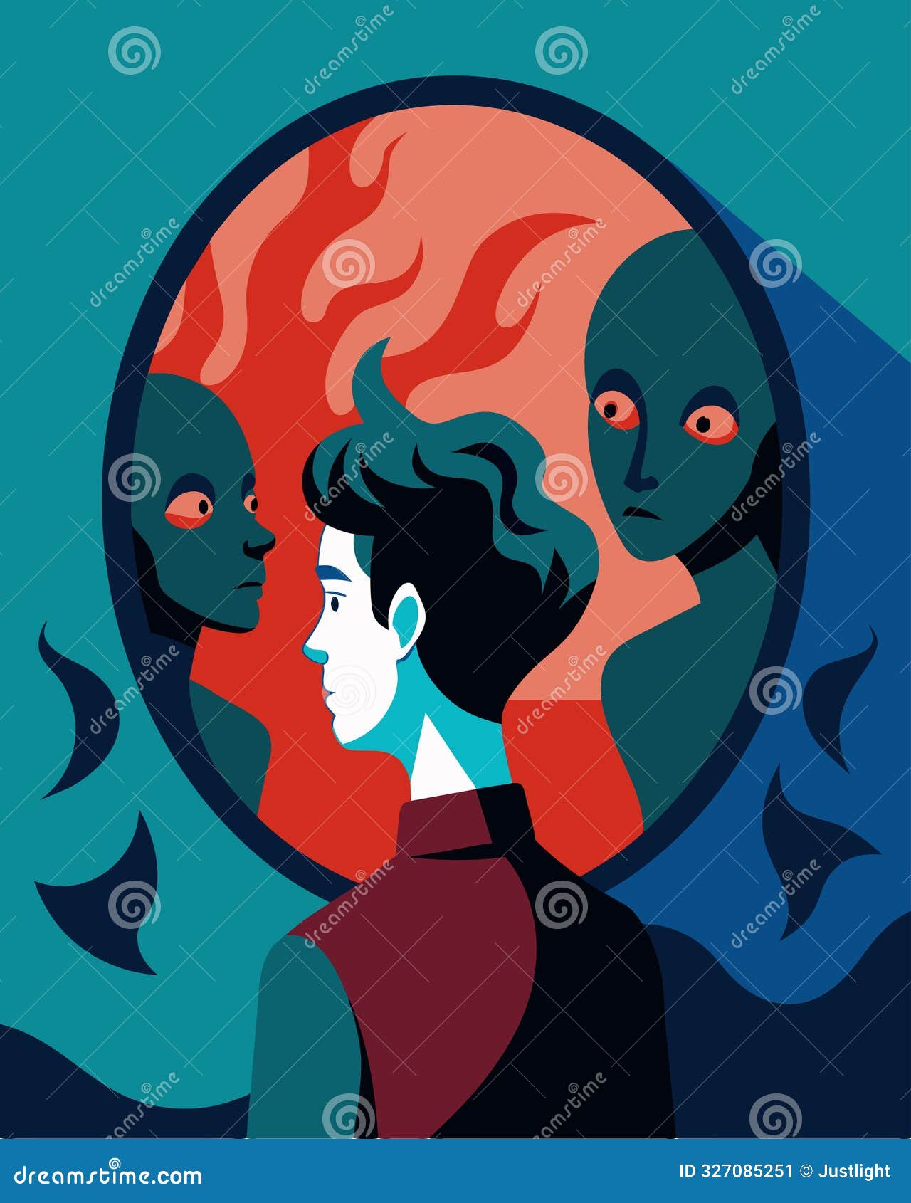 A Person Staring into a Mirror Their Reflection Distorted and Altered ...