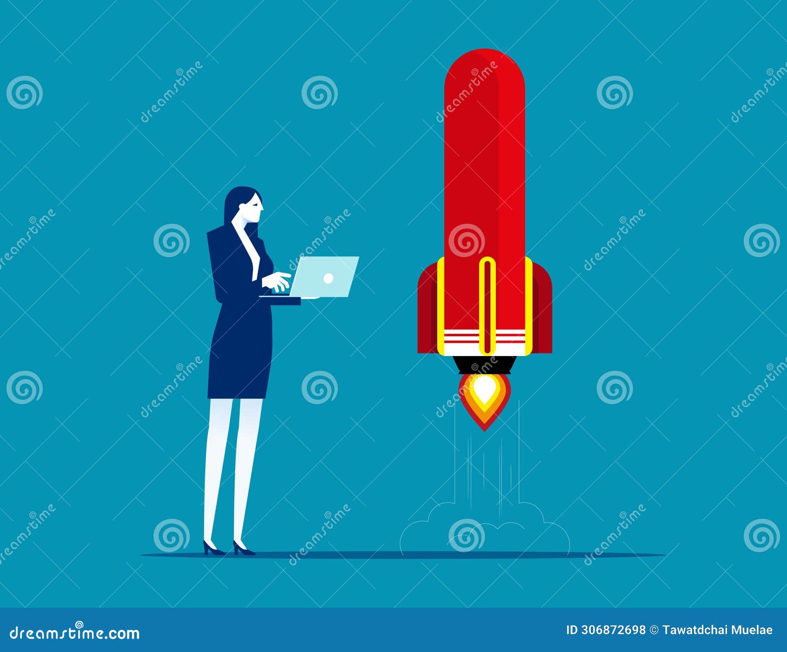 Person with Startup. Project Launch Vector Concept Stock Vector ...