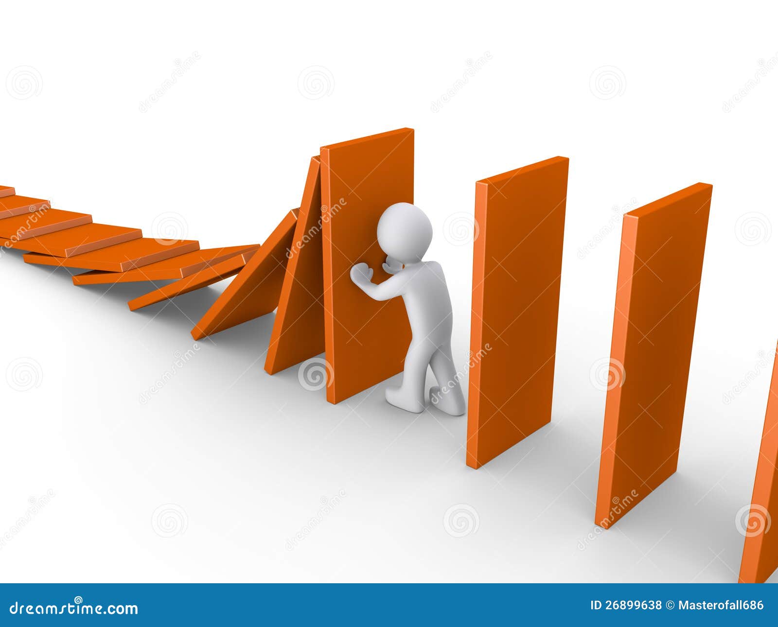 Domino Effect And Problem Solving Concept-Businessman Stopping Domino ...