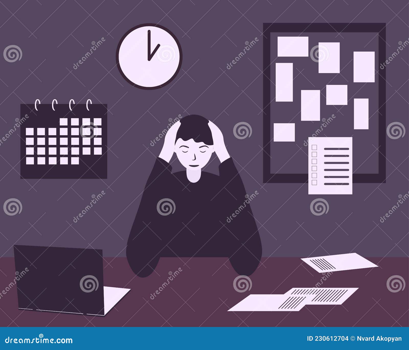 Person Is Stressed By Many Question Mark Symbols Royalty-Free Stock ...