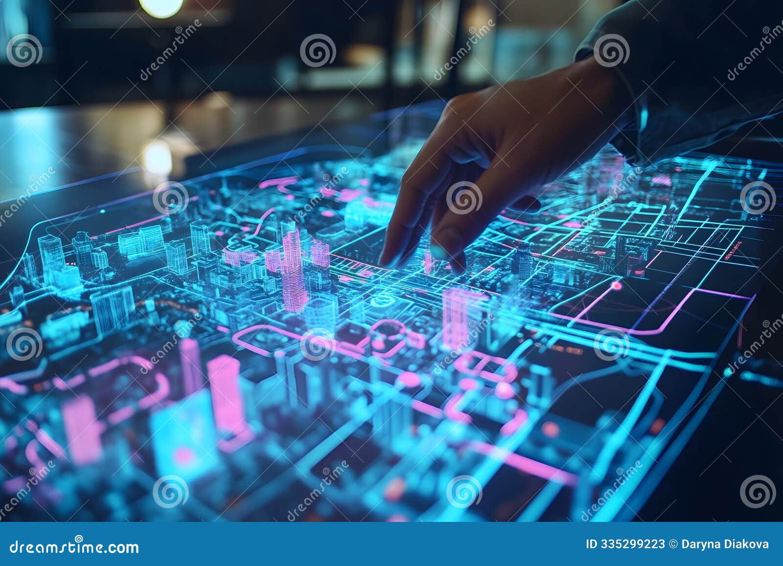 Person Studies Augmented Reality City Map, Digital Information in ...