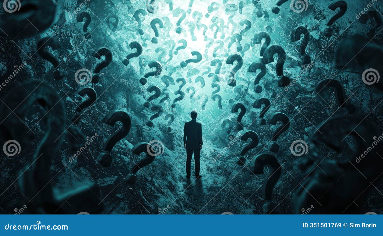 A Person Surrounded by Question Marks, Symbolizing Confusion Stock ...