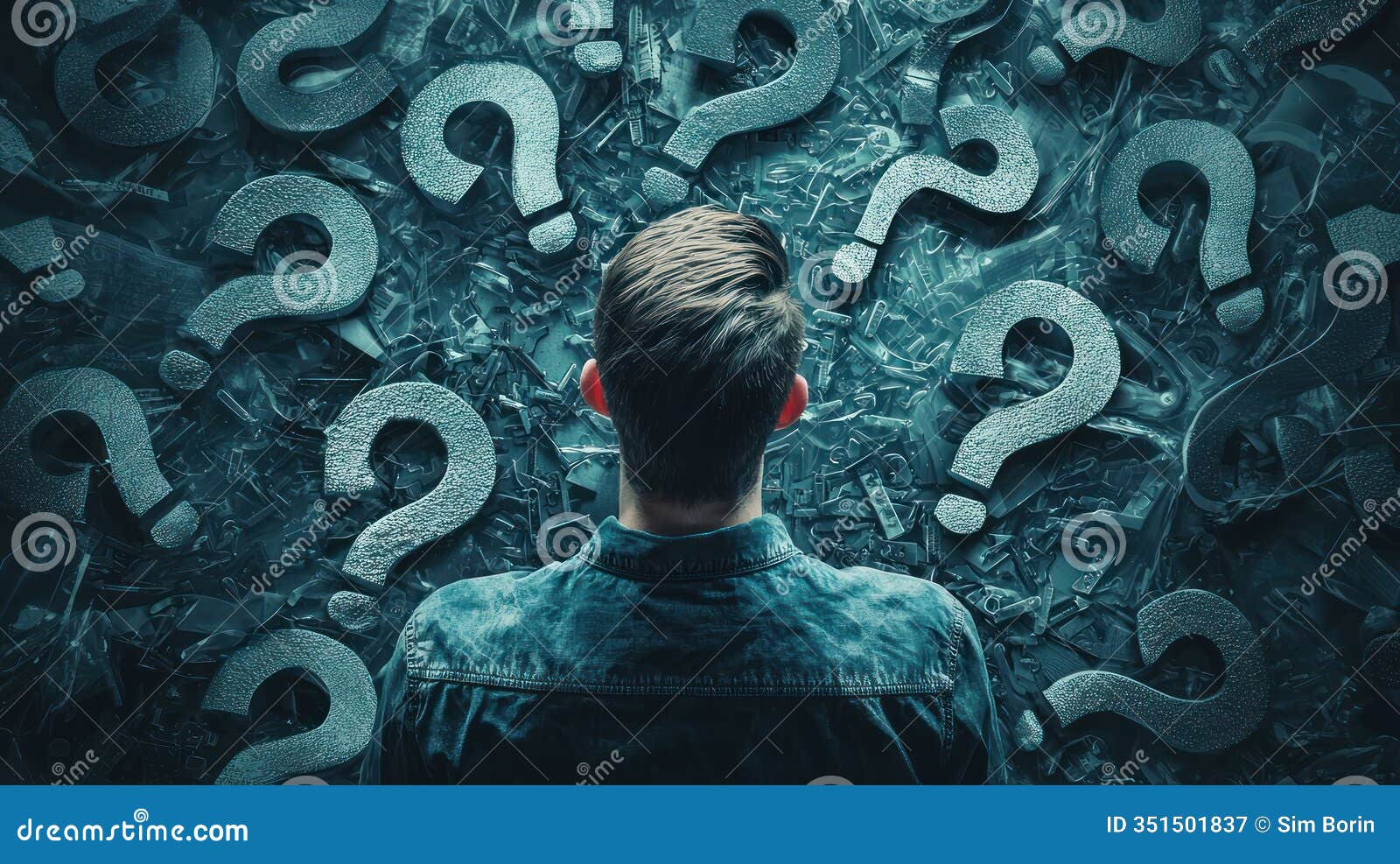 A Person Surrounded by Question Marks, Symbolizing Confusion Stock ...