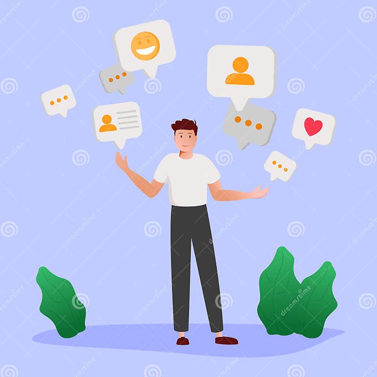 Person Surrounded by Speech Bubbles. Concept of Verbal Communication ... Person Surrounded by Speech Bubbles. Concept of Verbal Communication ...
