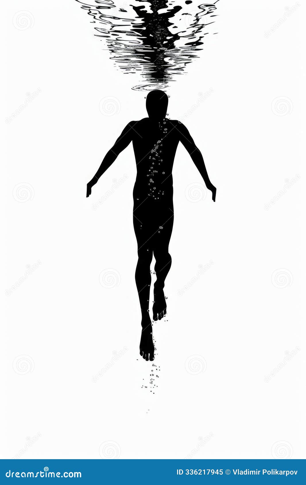 A Person Swims Underwater, Capturing the Movement and Dynamics of ...