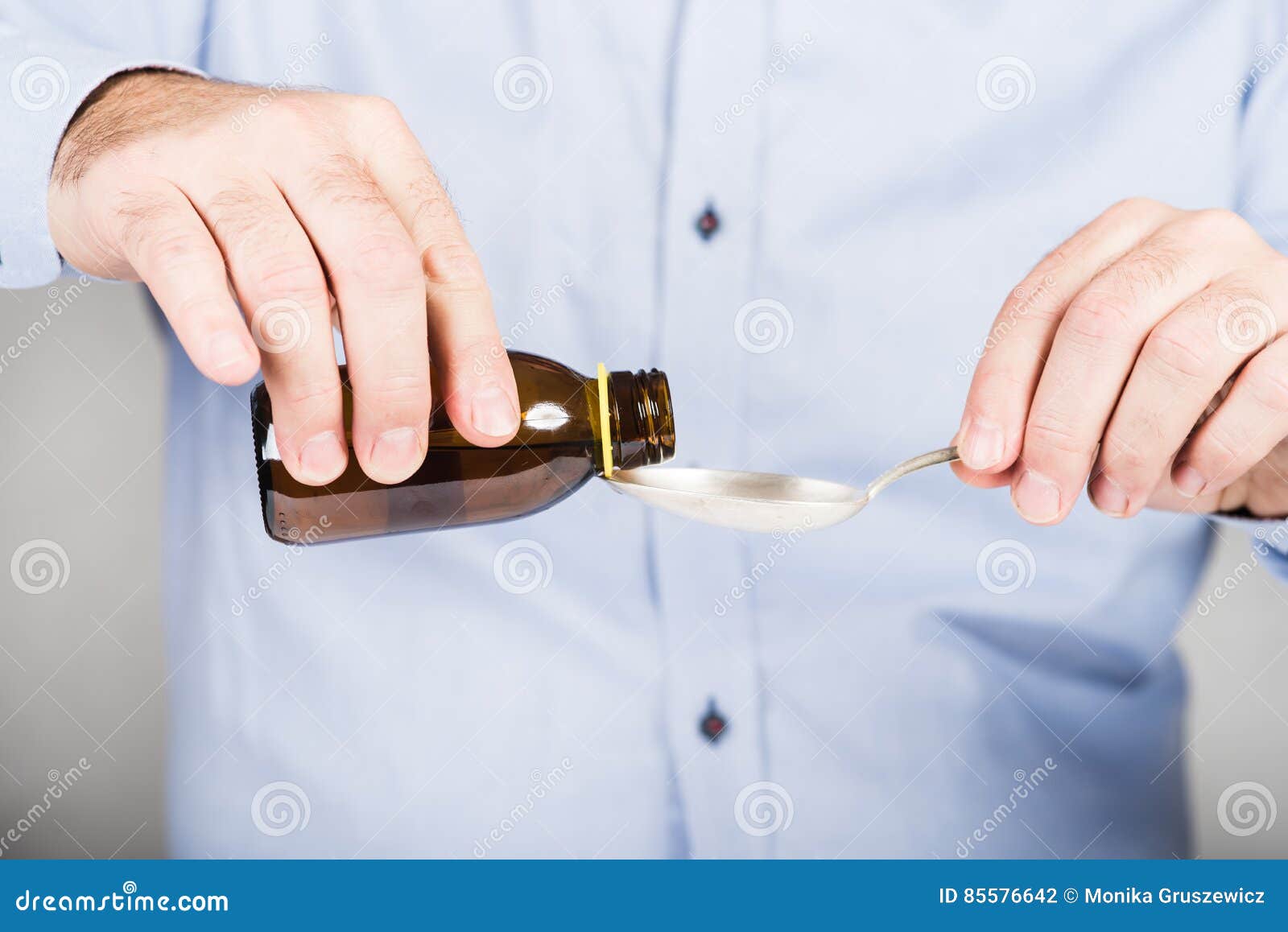 The Person Taking Cough Syrup. Stock Photo - Image of health, asthma ...