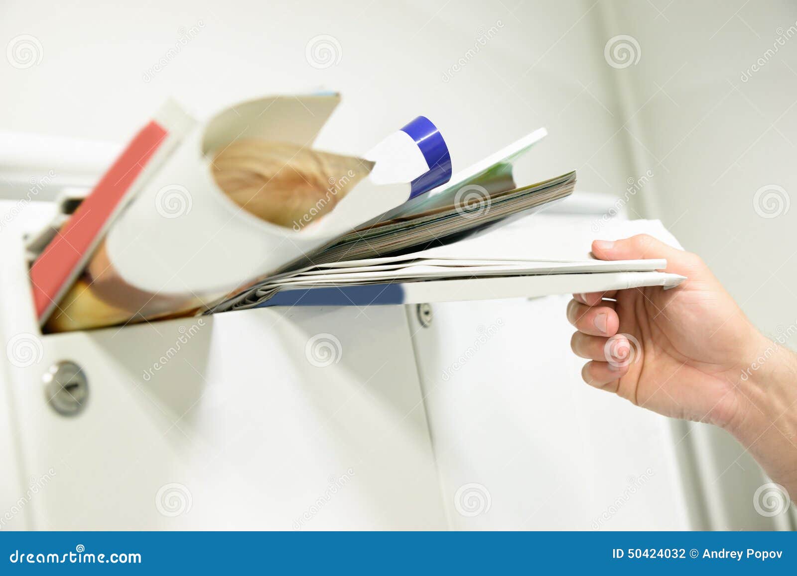 Person Taking Documents from Mailbox Stock Photo - Image of envelope ...