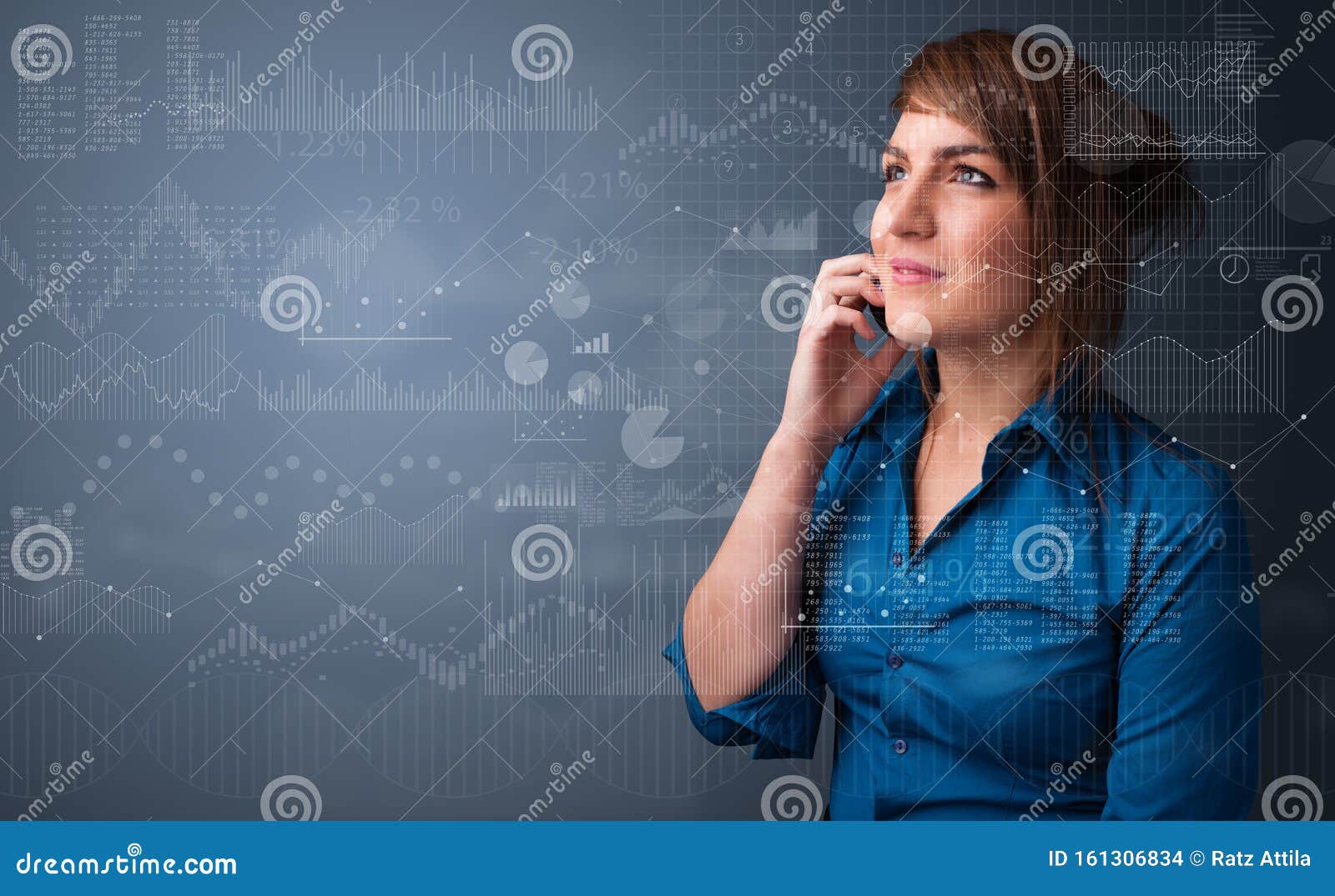 Person Talking on the Phone with Chart and Report in the Foreground ...