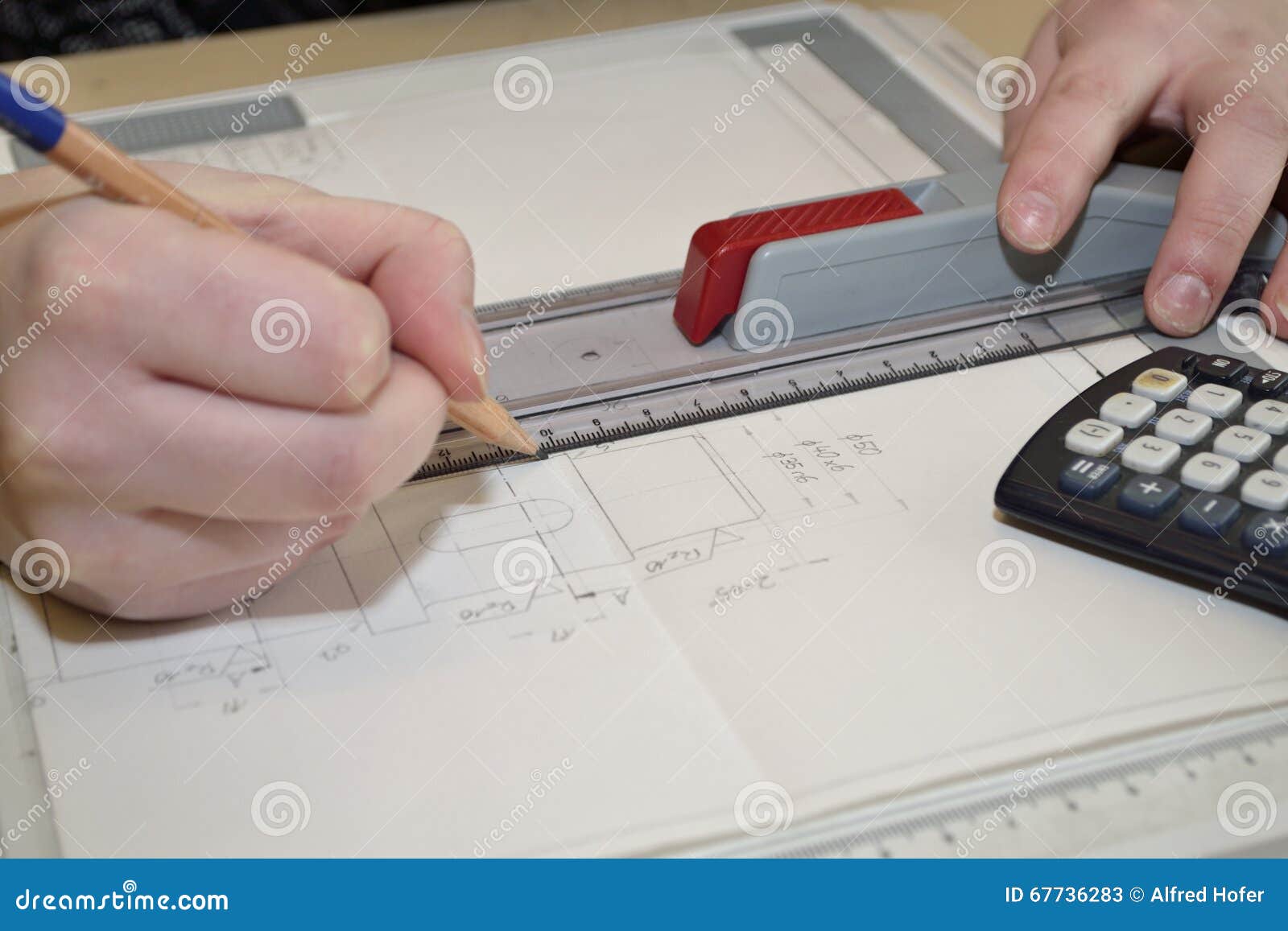 Person with Technical Drawing Stock Image - Image of blueprint ...