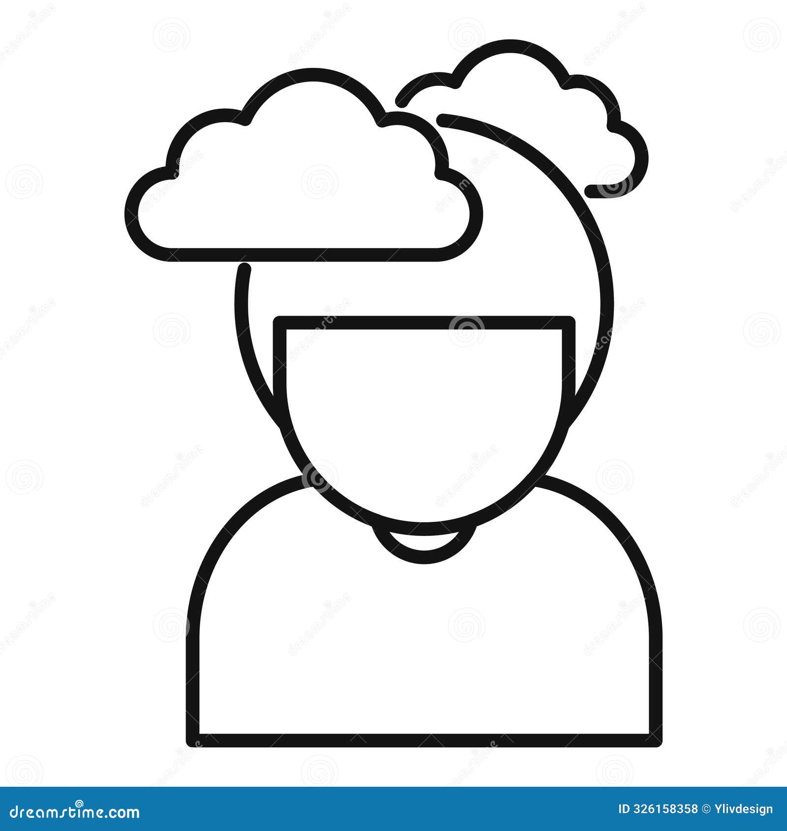 Person Thinking with Cloud Computing Line Icon Stock Vector - Illustration of server, design ...