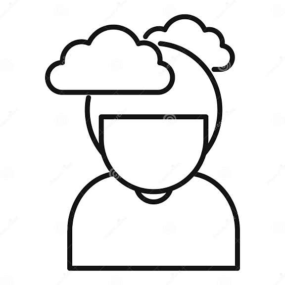 Person Thinking with Cloud Computing Line Icon Stock Vector ...