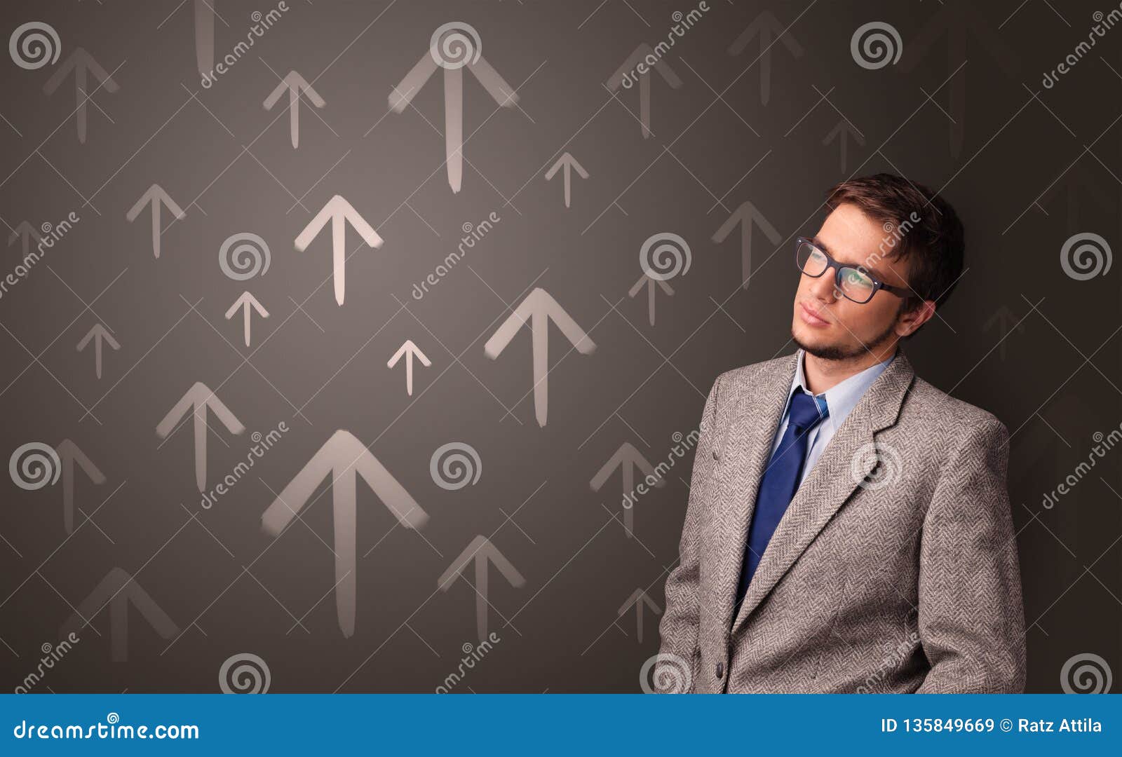 Person Thinking with Direction Concept Background Stock Image - Image ...