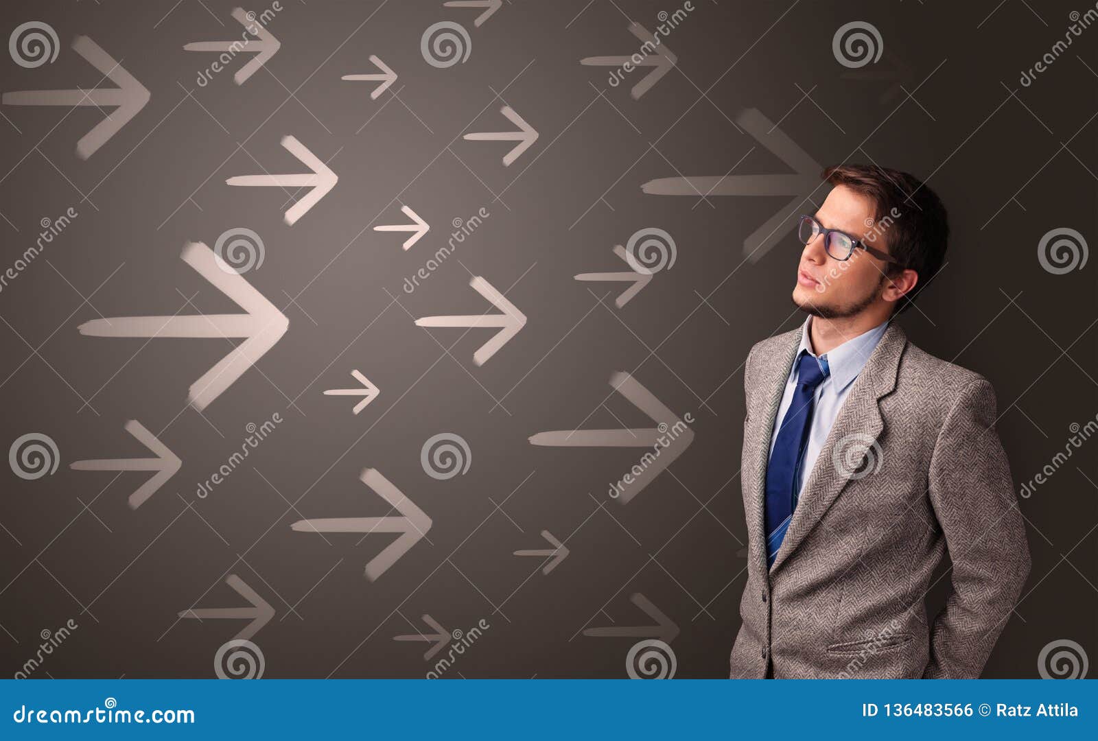 Person Thinking with Direction Concept Background Stock Photo - Image ...