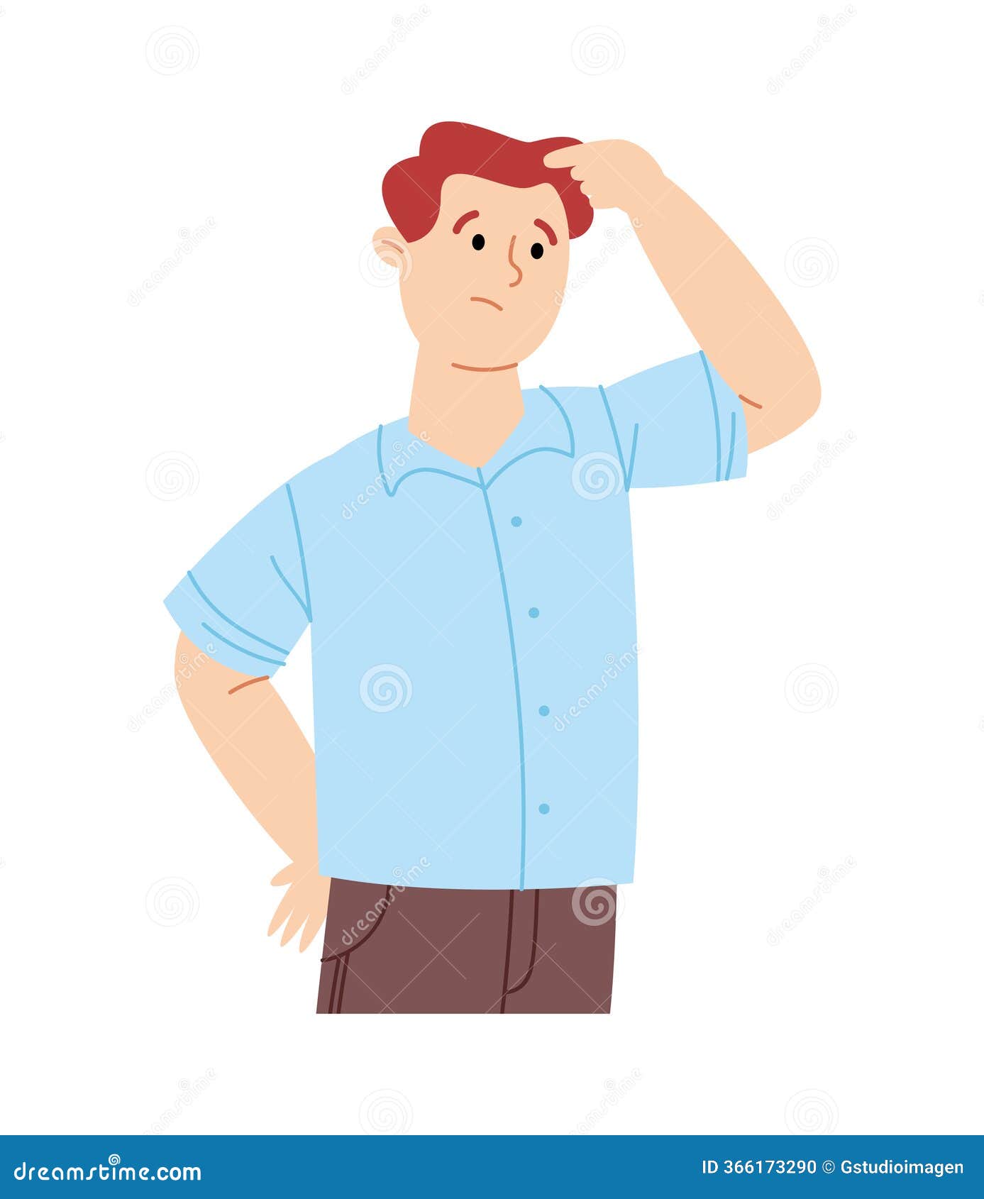 Man Scratching His Head, Distressed, With Flakes Suggesting Dandruff Or ...