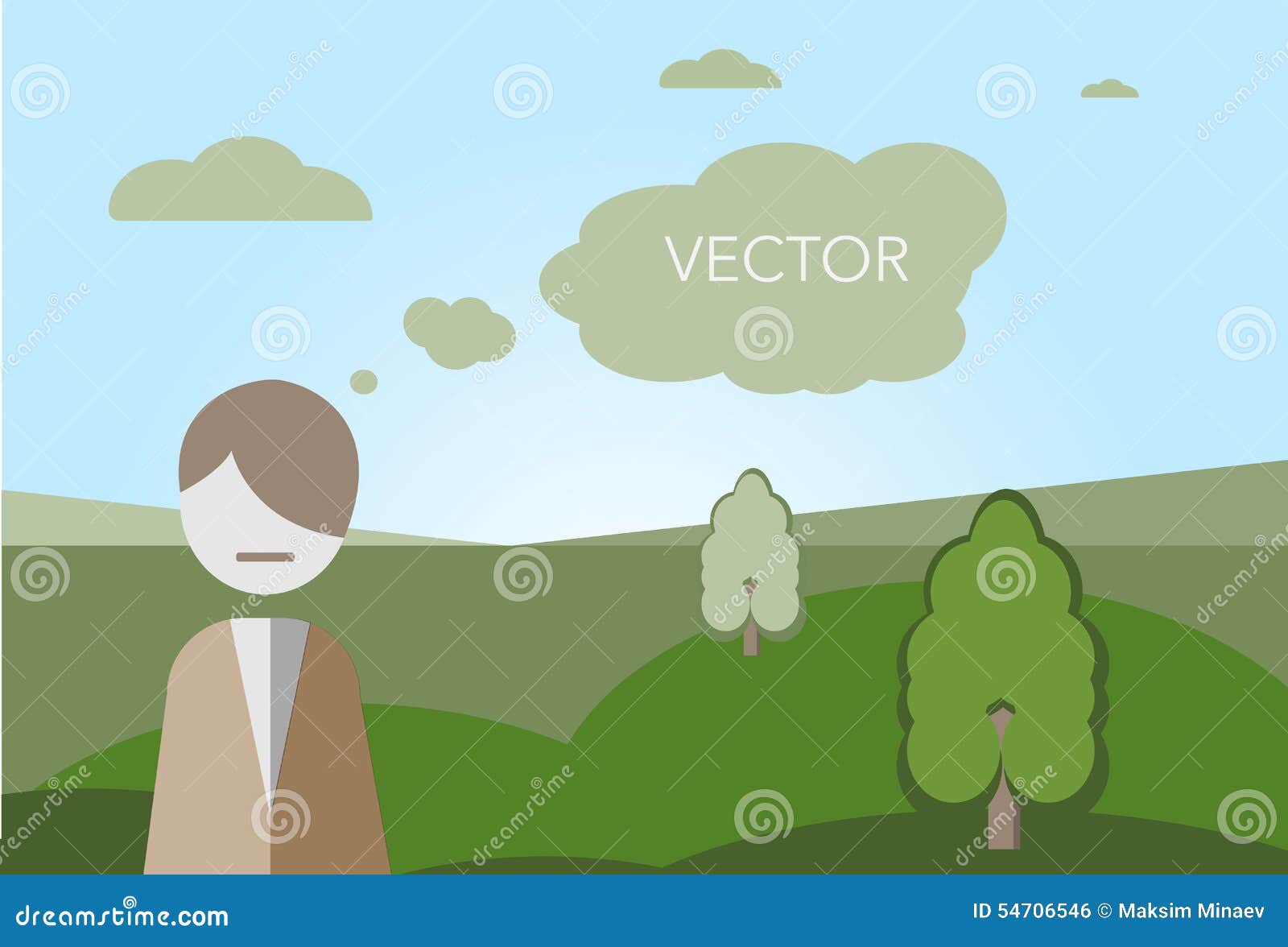 Person thinks about nature stock vector. Illustration of design - 54706546