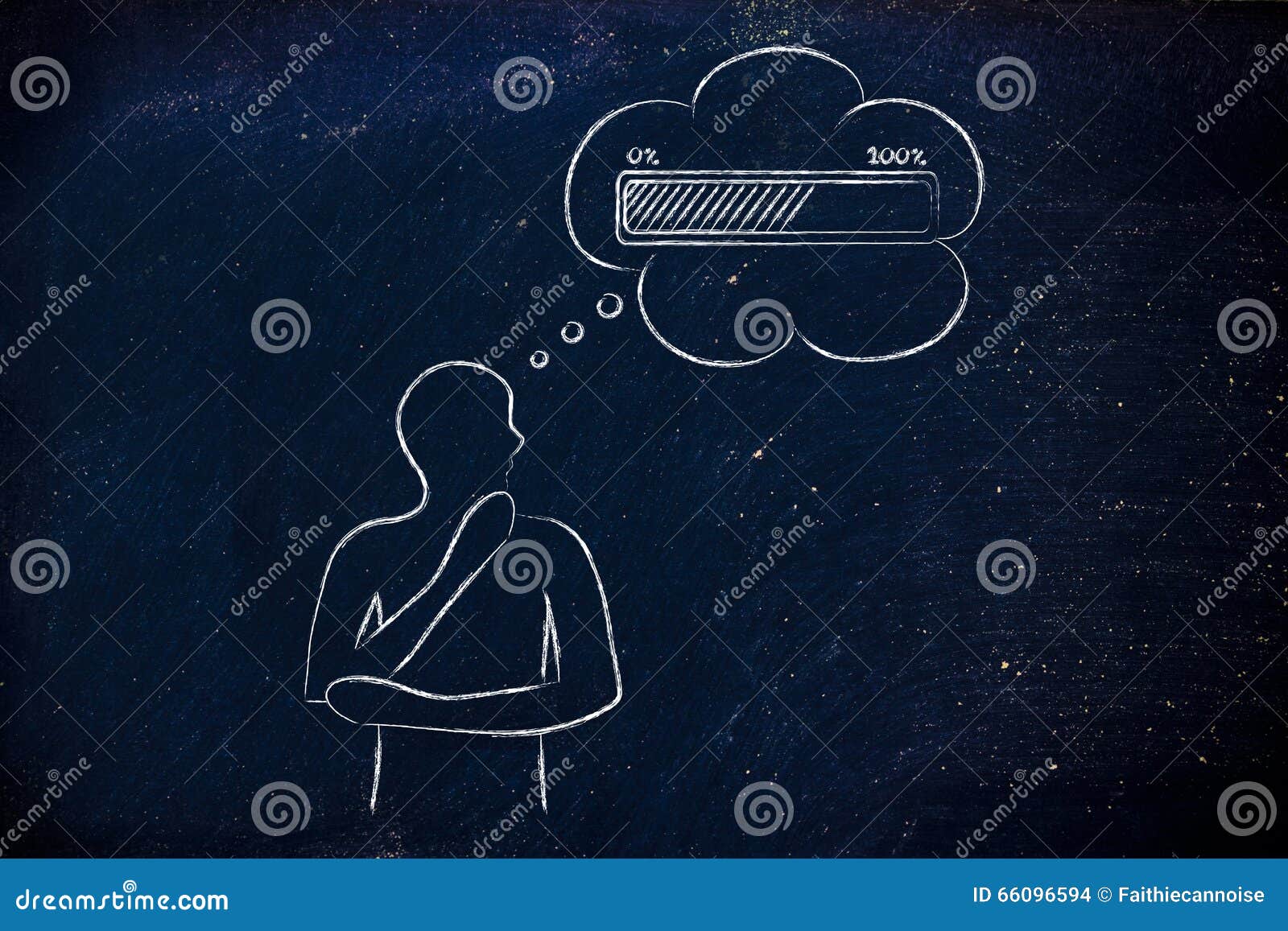 Person with Thought Bubble with Progress Bar Stock Photo - Image of ...