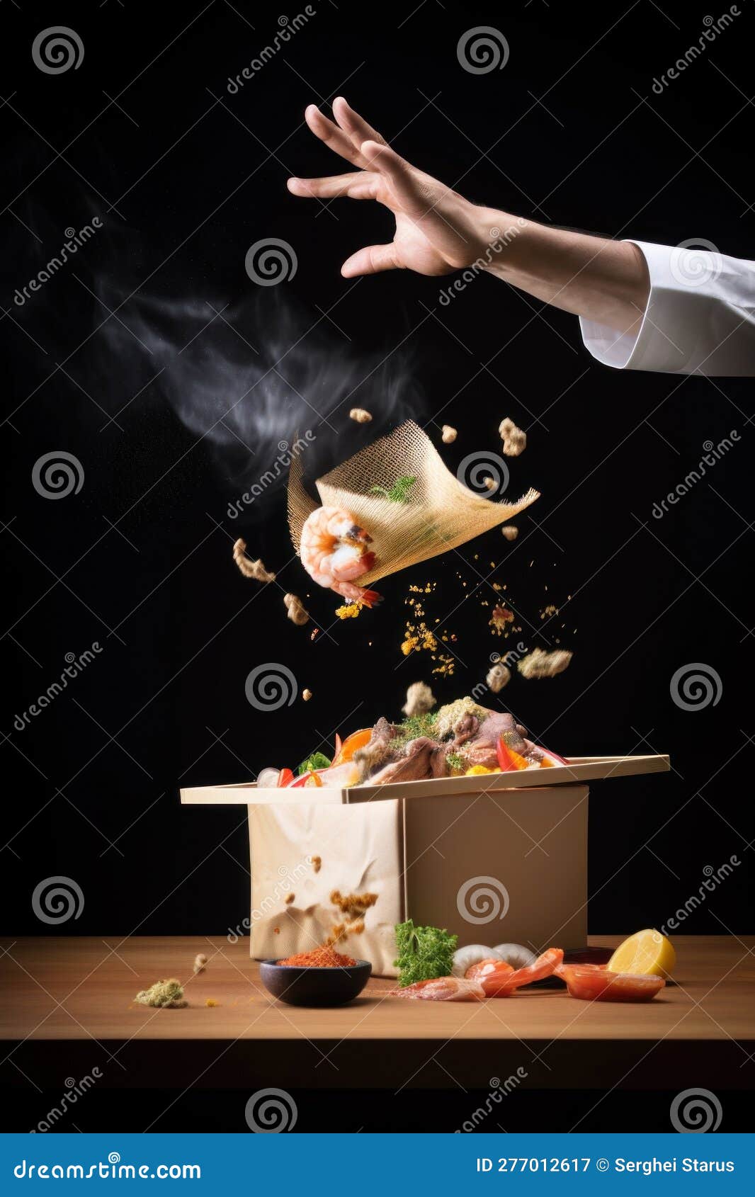 A Person Throwing Food Out of a Box. AI Generative Image. Stock ...