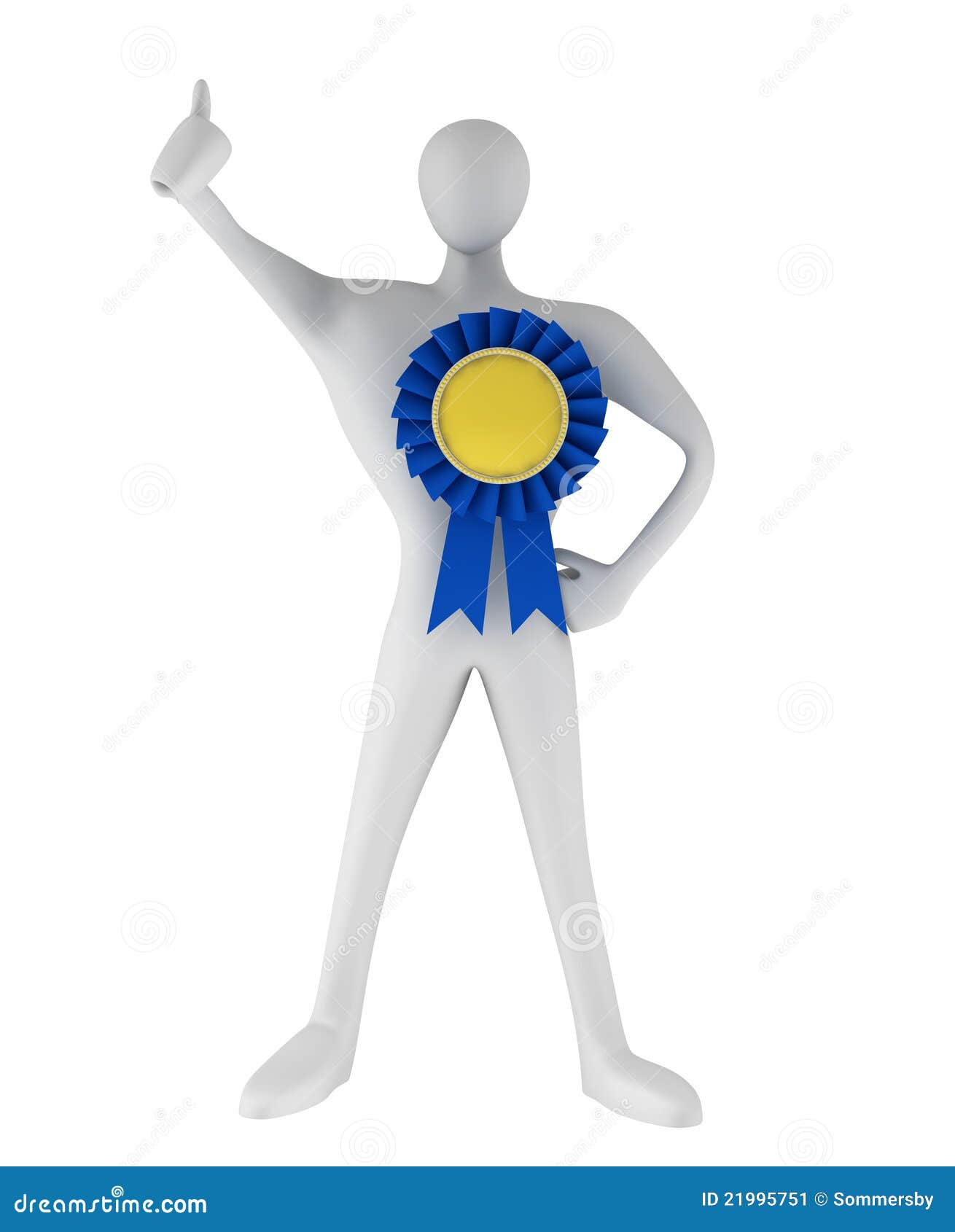 Person with Thumb Up and Blue Ribbon Stock Illustration - Illustration ...