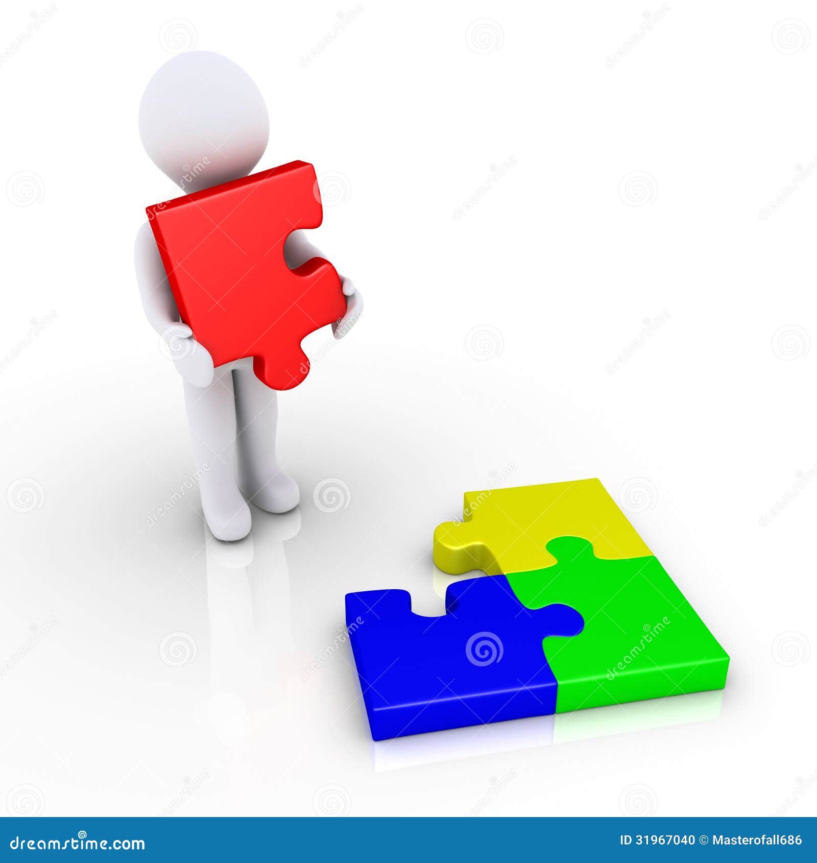 Person is about To Complete the Puzzle Stock Illustration ...