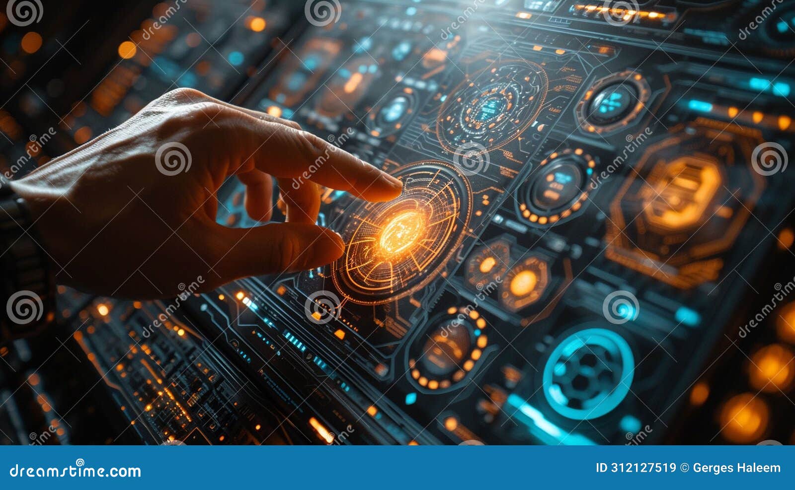 Person Touching Button on Computer Screen Stock Illustration ...
