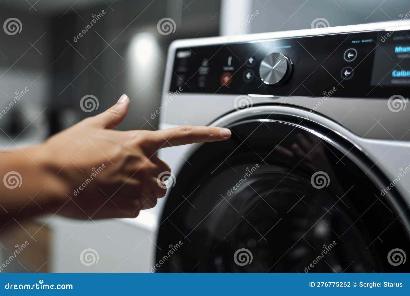 A Person Touching a Button on a Washing Machine. AI Generative Image ...