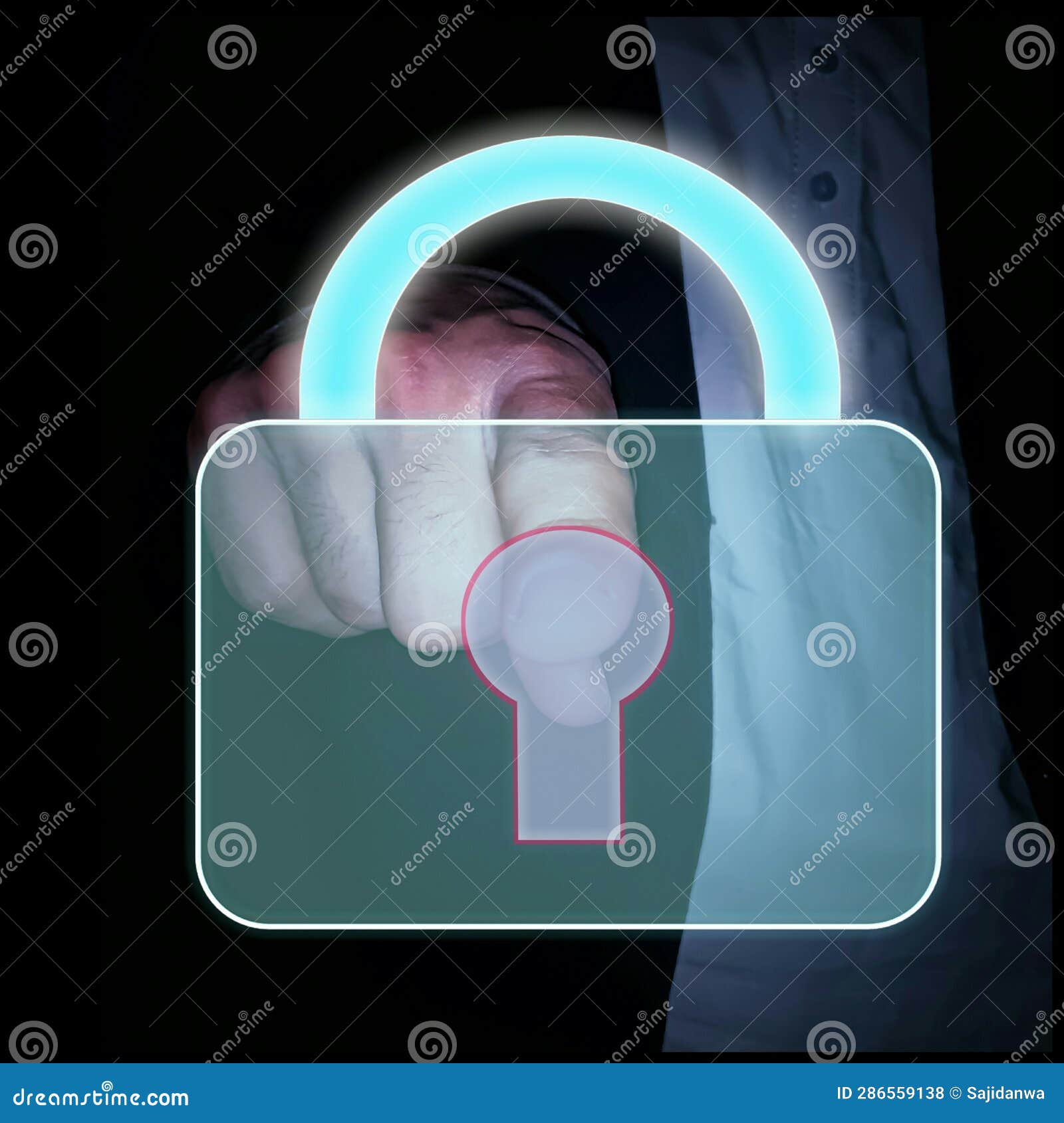 A person touching Lock stock photo. Image of touching - 286559138