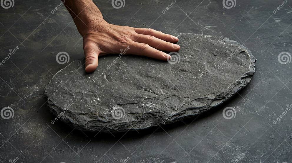 A Person is Touching a Rock on the Floor, AI Stock Photo - Image of ...