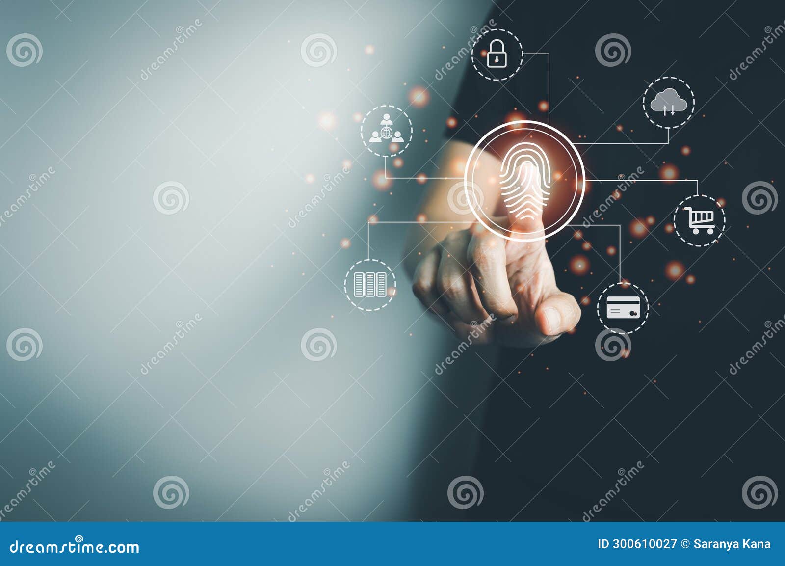 Person Touching Screen To Fingerprint Scanner, Security Access ...