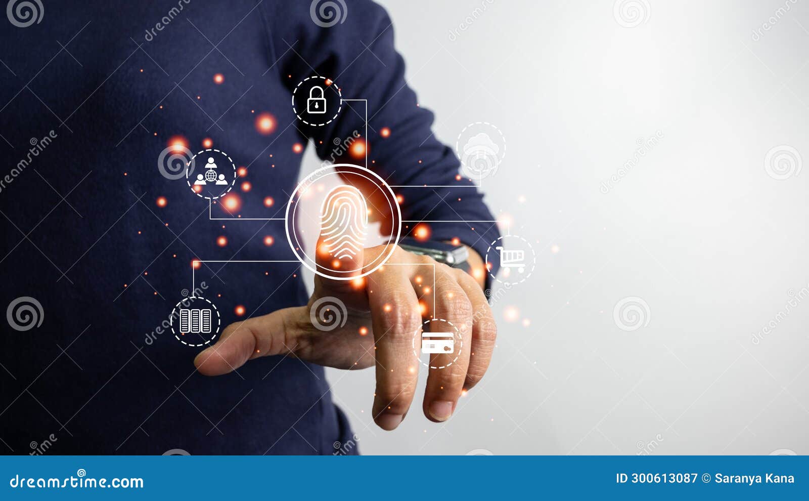 Person Touching Screen To Fingerprint Scanner, Security Access ...