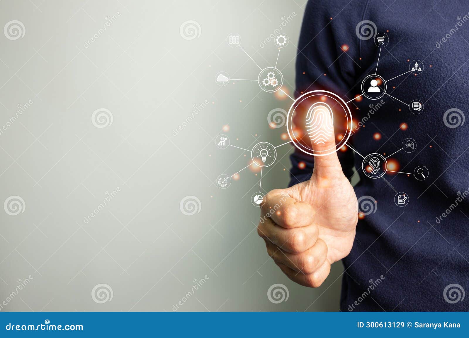 Person Touching Screen To Fingerprint Scanner, Security Access ...