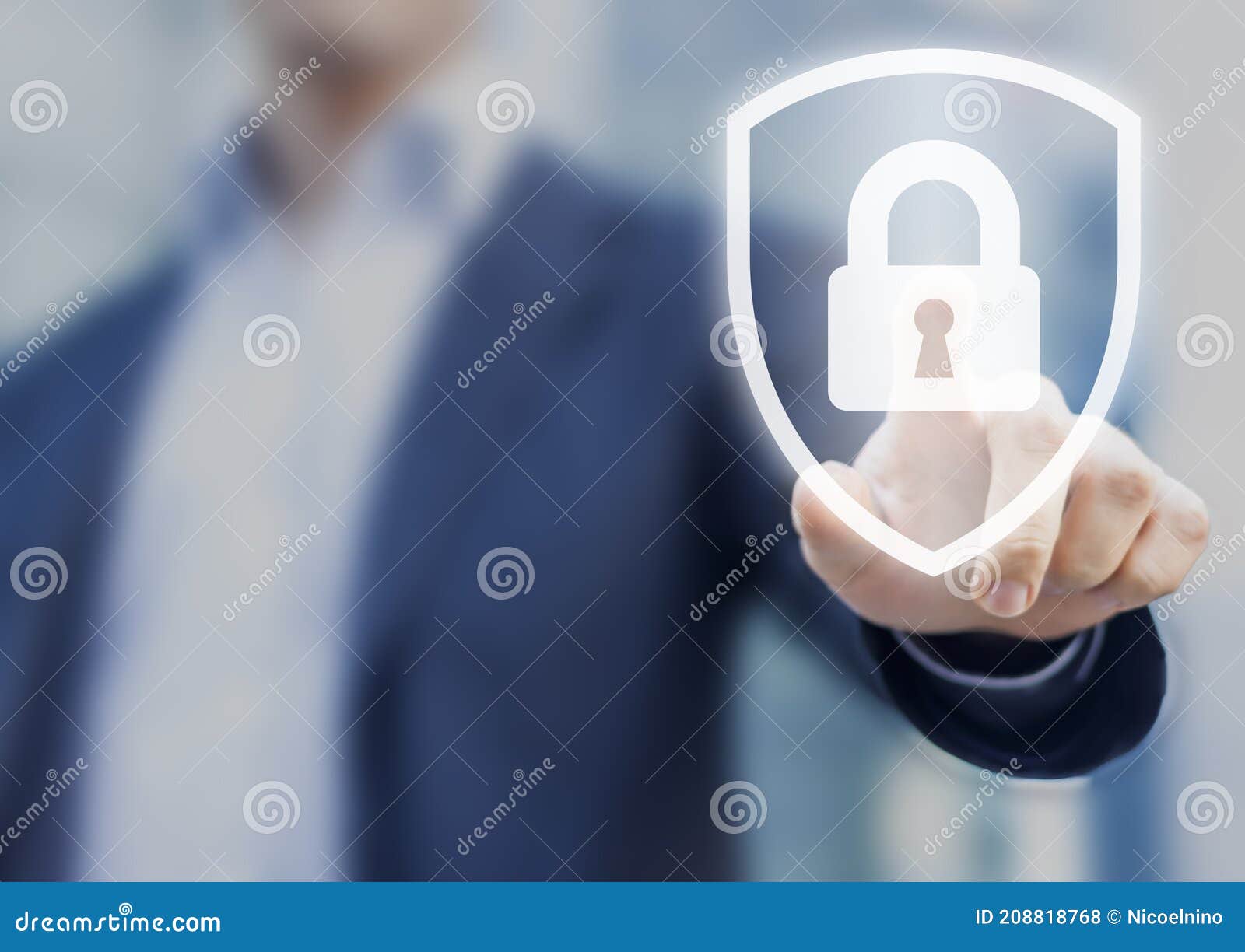 Person Touching Shield with Lock, Concept about Security, Cybersecurity ...