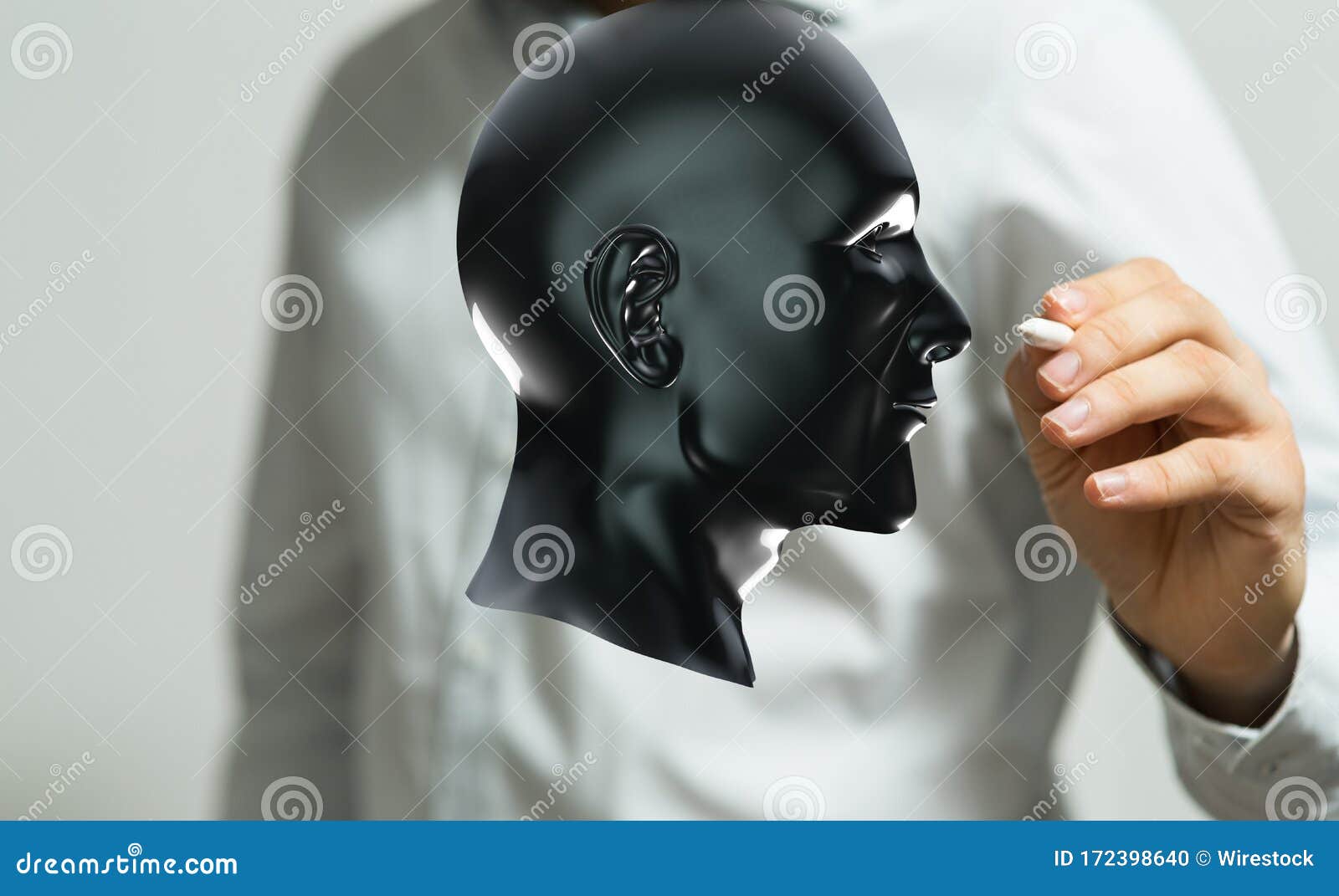 Person Touching a Virtual Projection of a Human Head - Frame of Mind ...