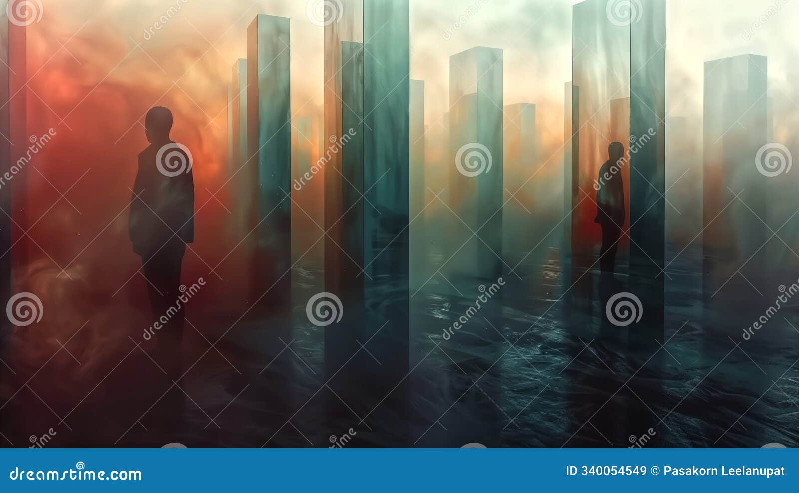 A Person Trapped in a Room Full of Distorted Mirrors, Each Refle Stock ...