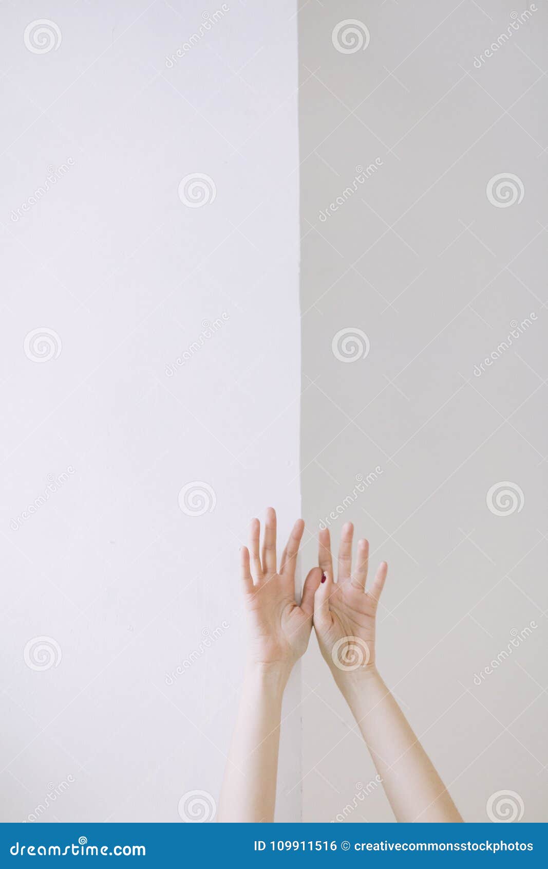 Person Two Hand Leaning On Wall Picture. Image: 109911516