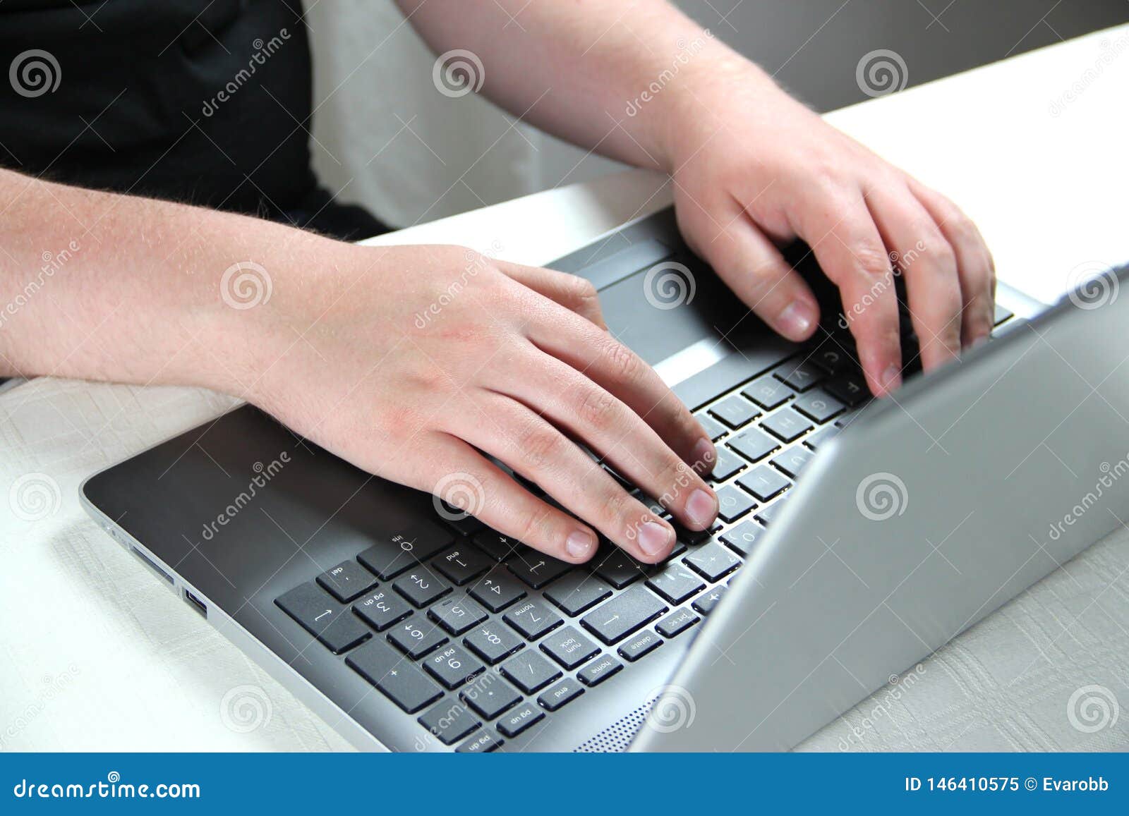 Person Typing on a Computer Stock Image - Image of male, people: 146410575