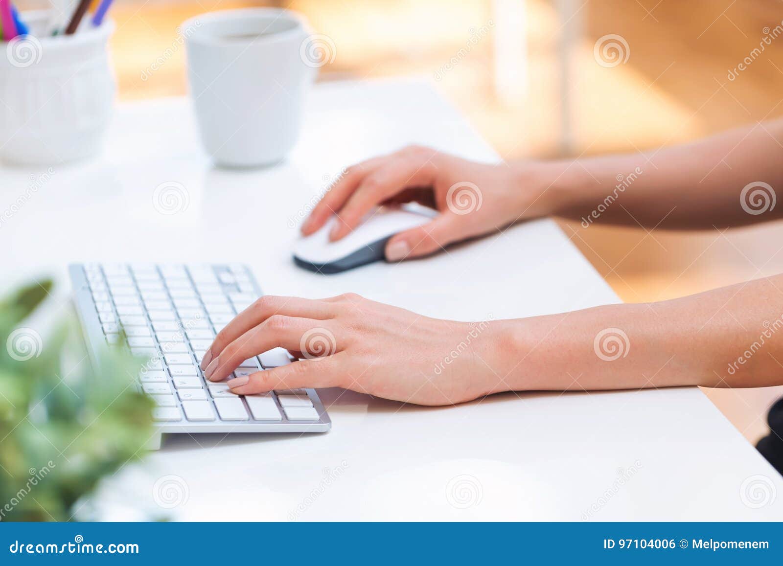 Person Typing at on Her Office Computer Stock Photo - Image of ...
